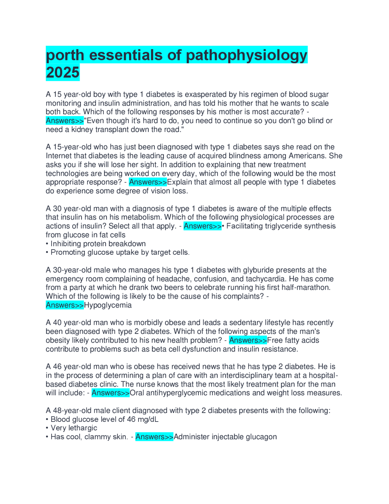 Porth essentials of pathophysiology 2025 | Exams Pathophysiology | Docsity