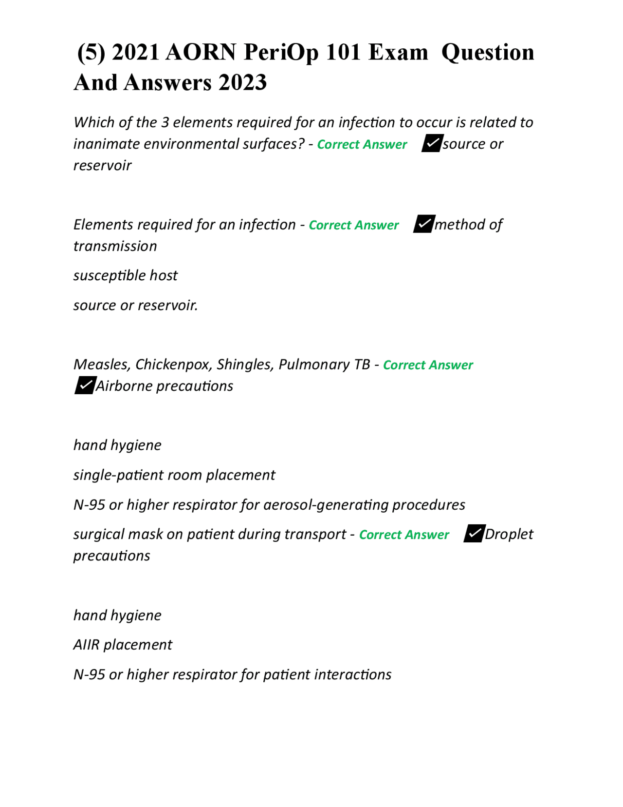 (5) 2021 AORN PeriOp 101 Exam Question And Answers 2023 | Exams ...