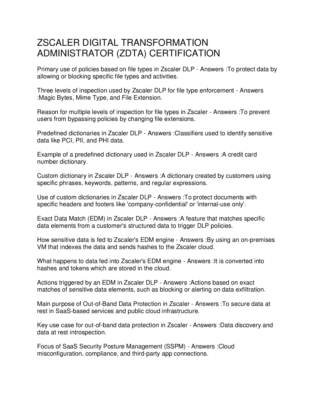 ZSCALER DIGITAL TRANSFORMATION ADMINISTRATOR (ZDTA) CERTIFICATION ...