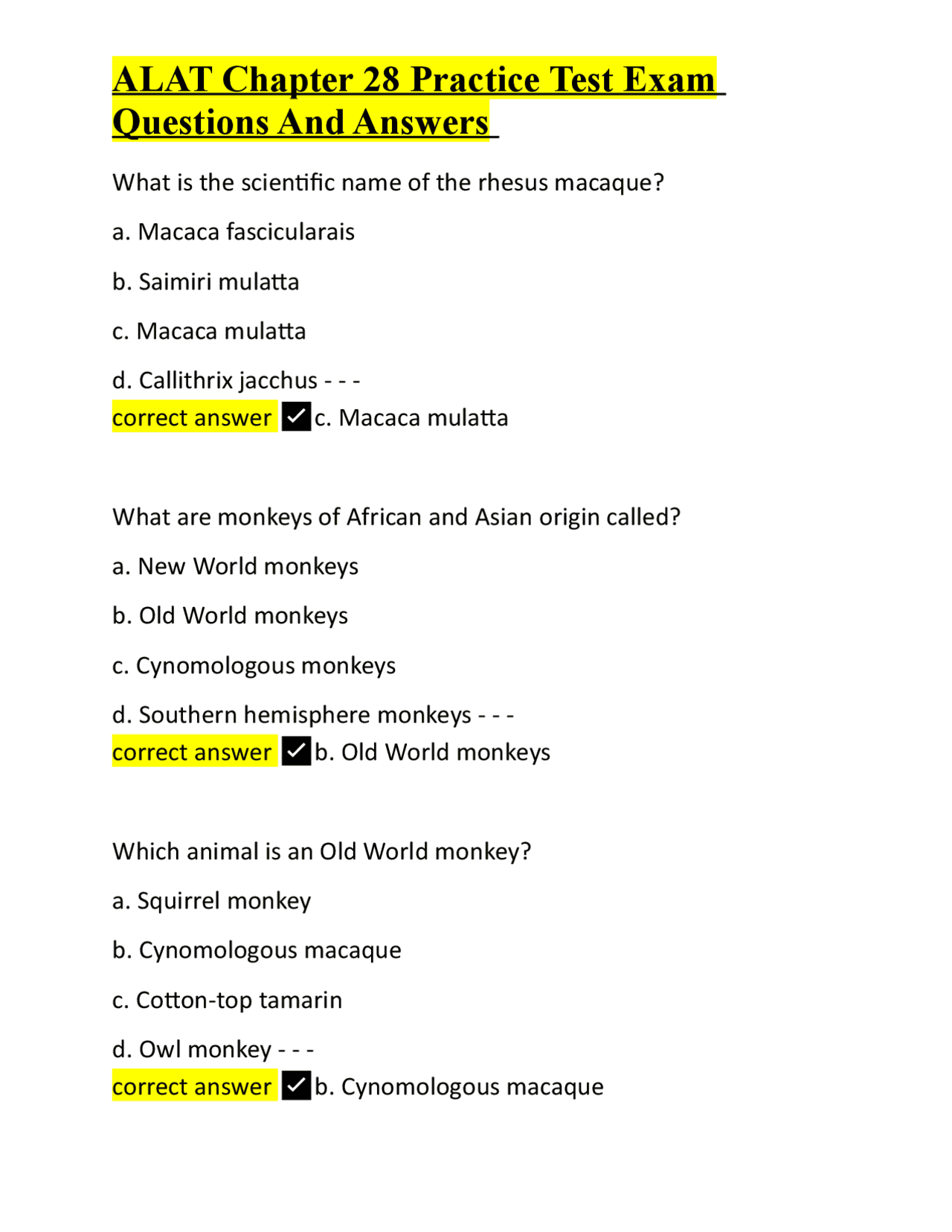 ALAT Chapter 28 Practice Test Exam Questions And Answers | Exams ...
