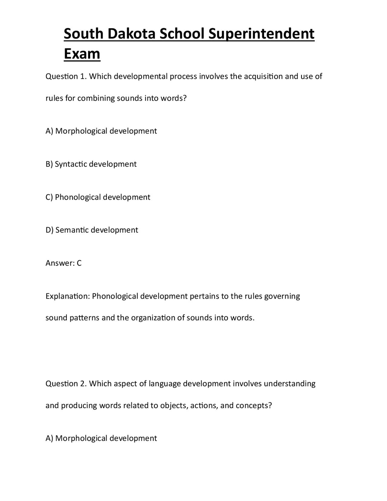 South Dakota School Superintendent Exam | Exams Technology | Docsity