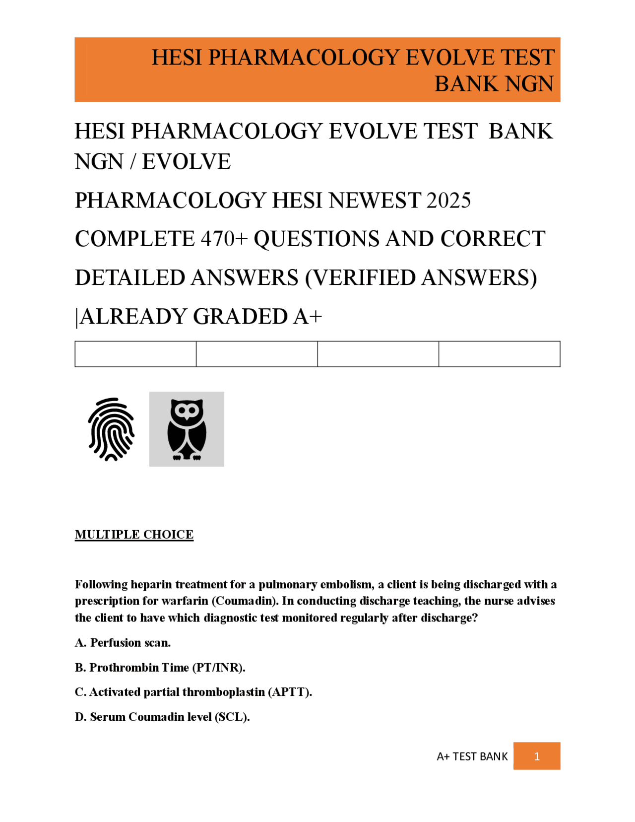 HESI PHARMACOLOGY EVOLVE TEST BANK NGN / EVOLVE PHARMACOLOGY HESI ...