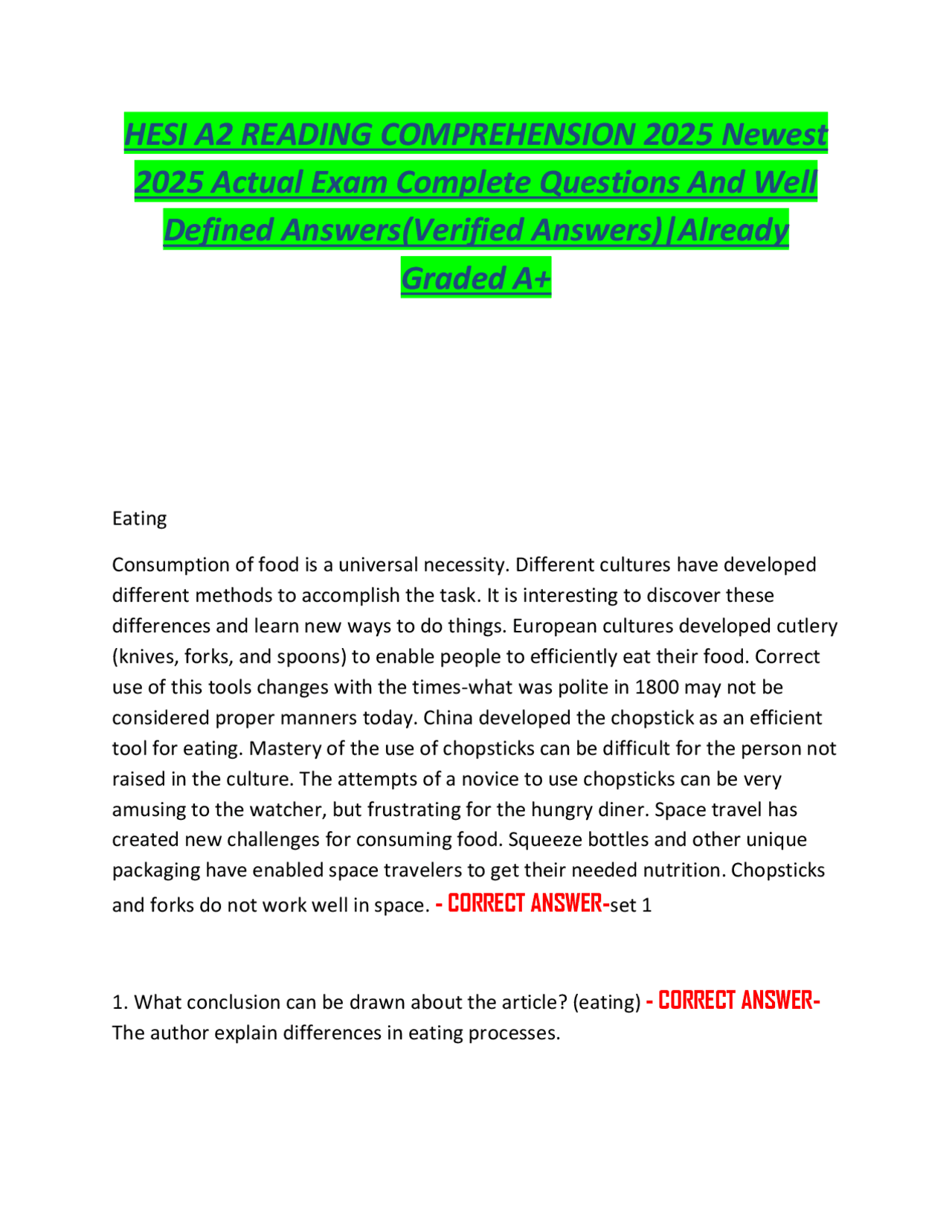 Reading Comprehension Exam Prep: Questions & Verified Answers | Exams ...