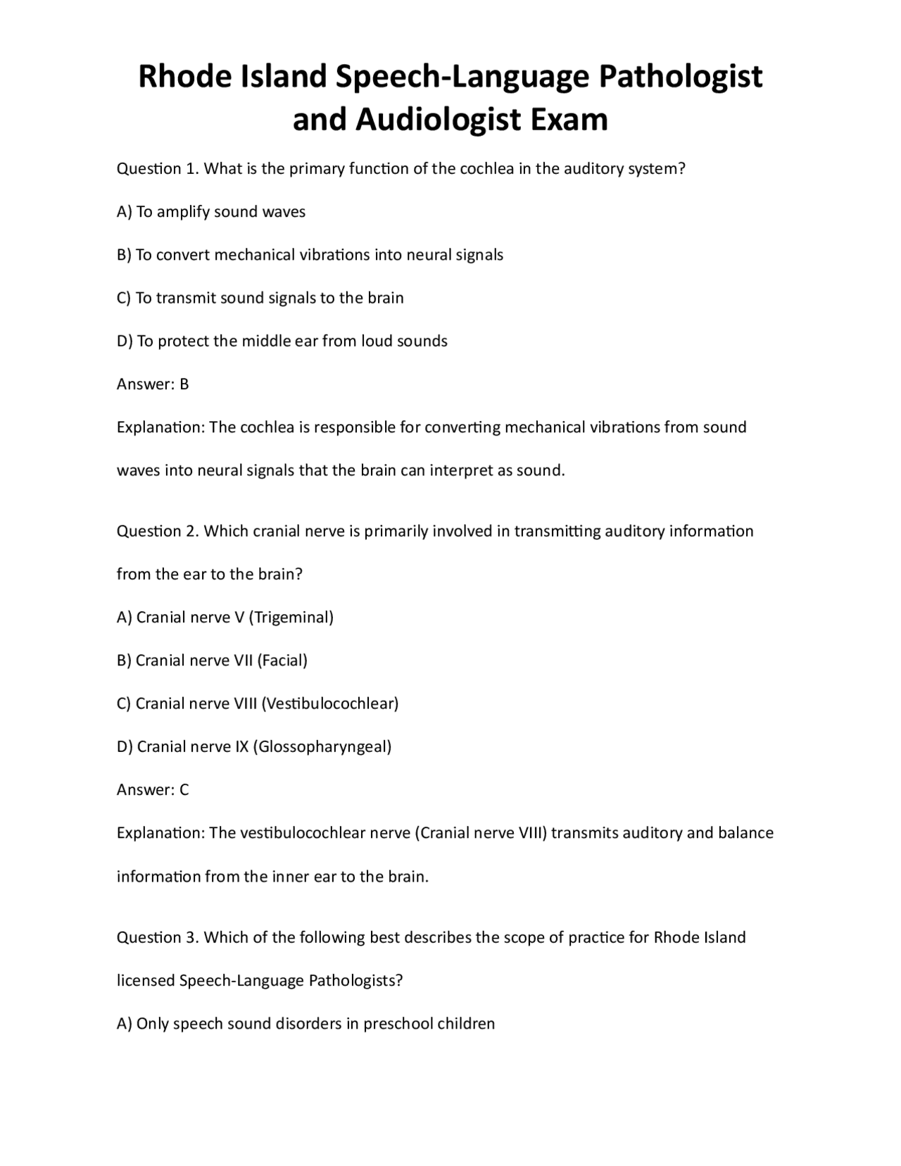 Rhode Island Speech-Language Pathologist and Audiologist Exam | Exams ...