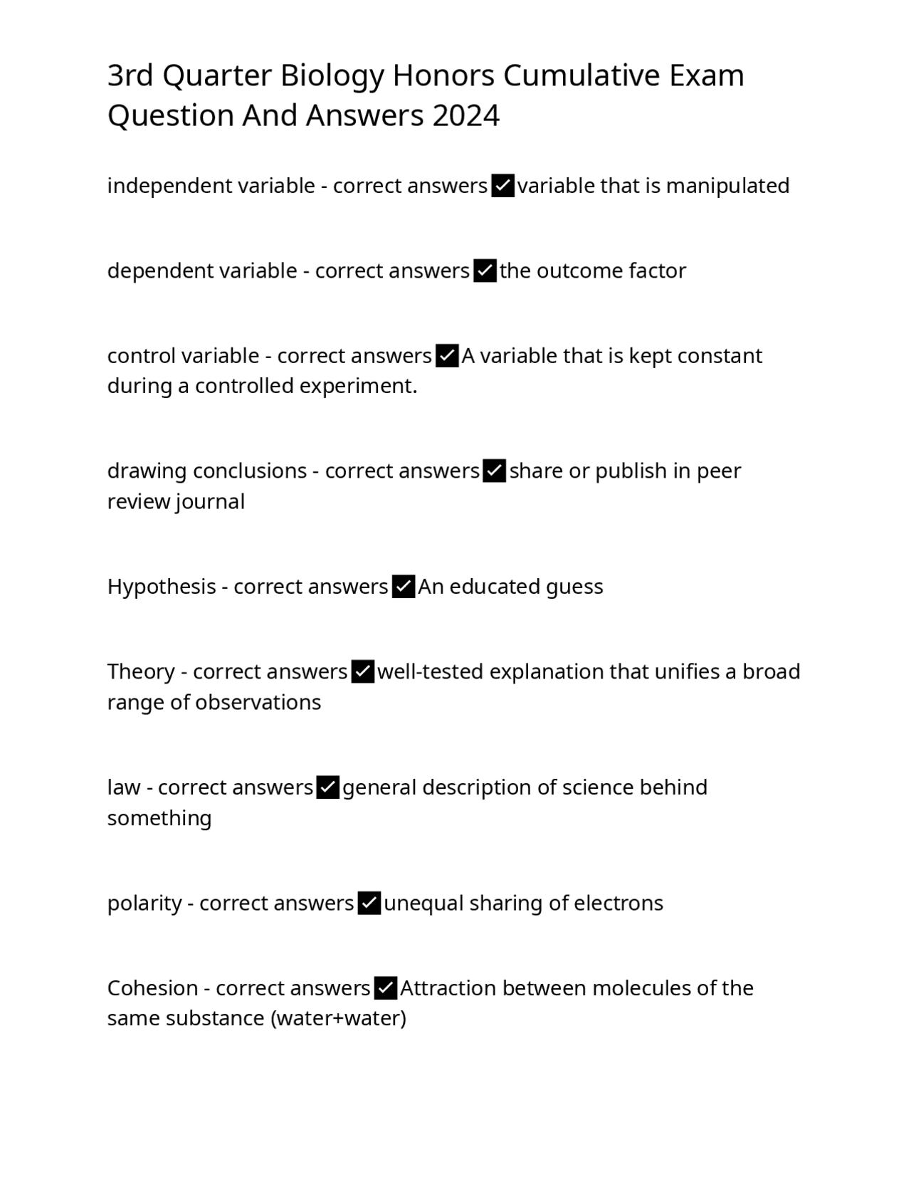 Biology Honors Exam Q&A: Cell Biology, Genetics, and Biochemistry ...
