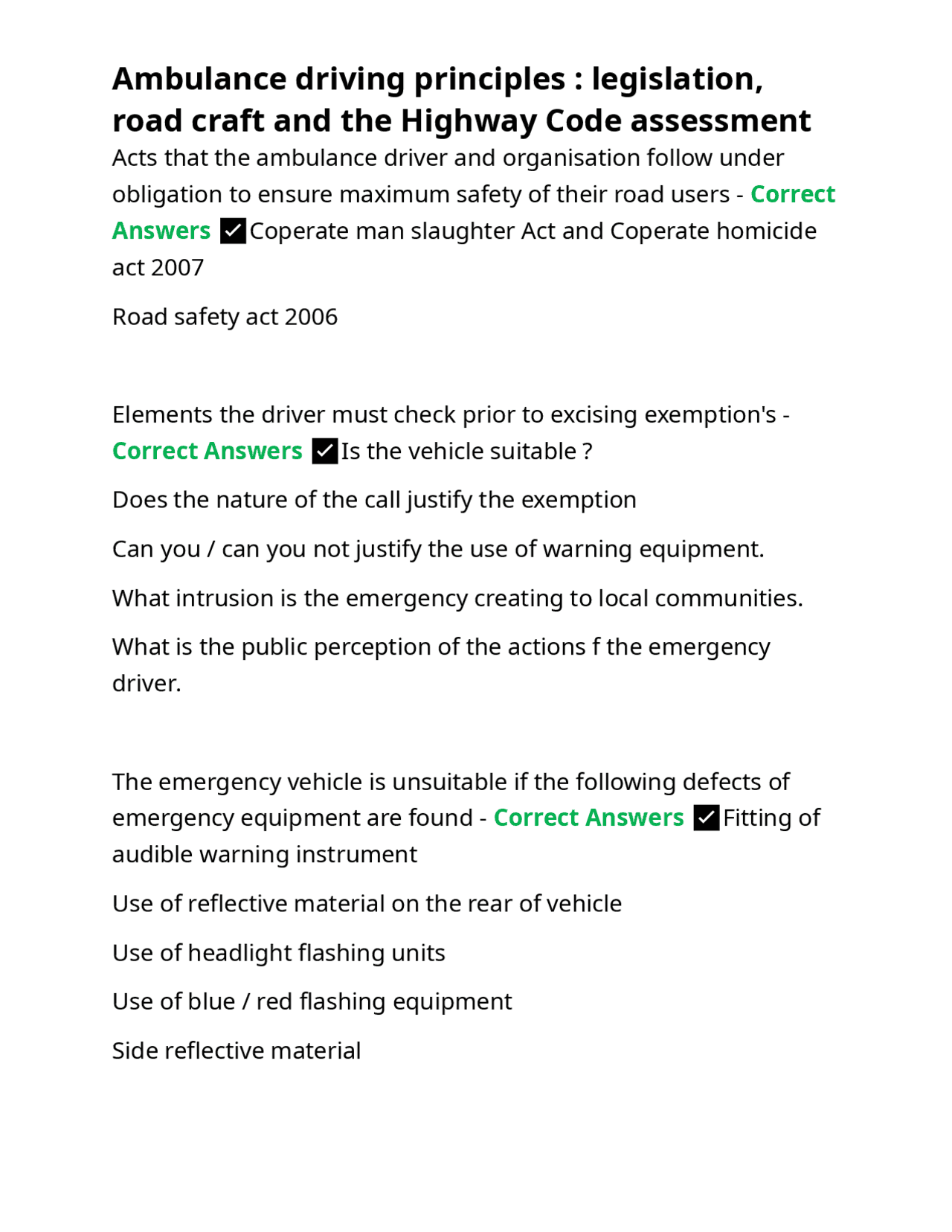 Ambulance Driving Principles: Safety and Regulations | Exams Advanced ...