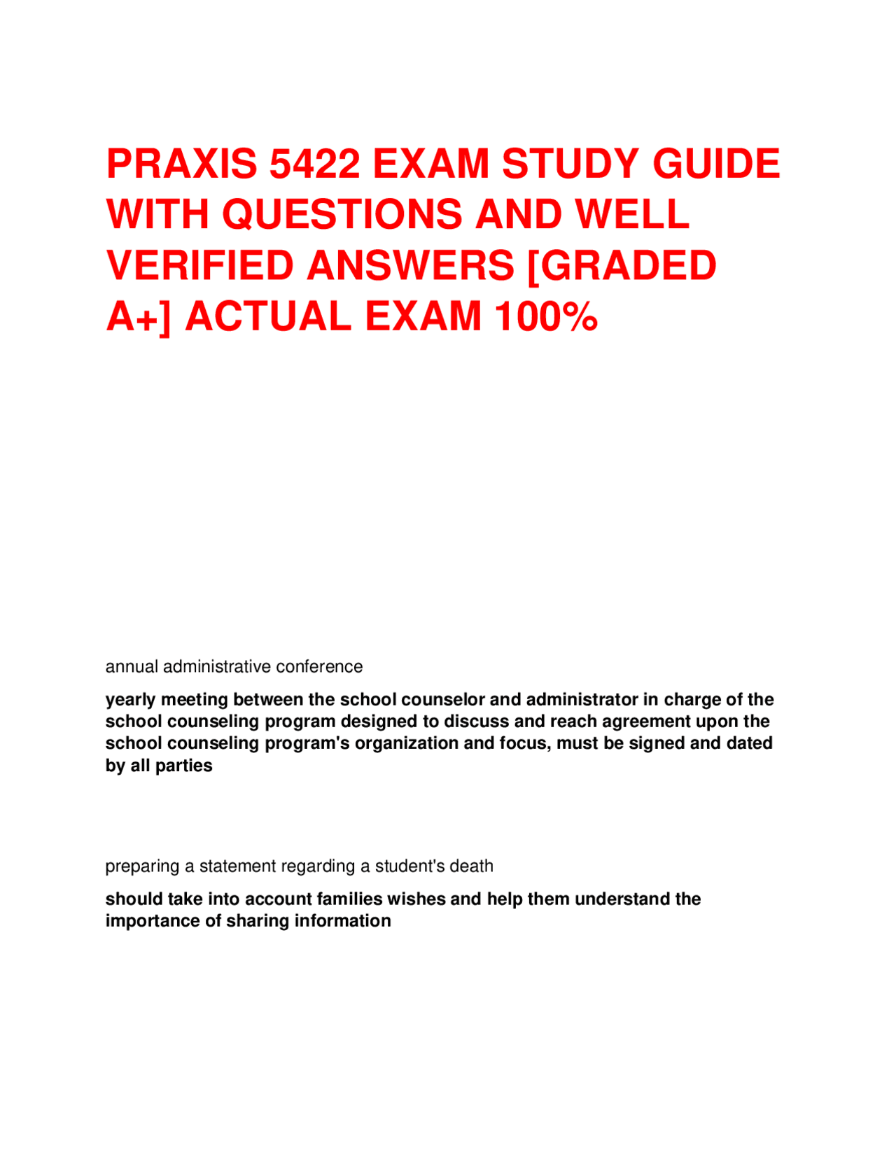 PRAXIS 5422 EXAM STUDY GUIDE WITH QUESTIONS AND WELL VERIFIED ANSWERS ...