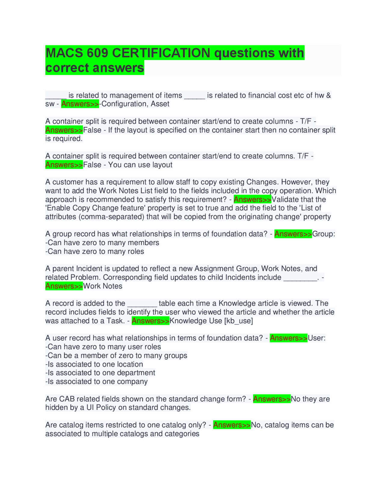 ServiceNow MACS 609 Certification Q&A: ITSM and Configuration | Exams ...