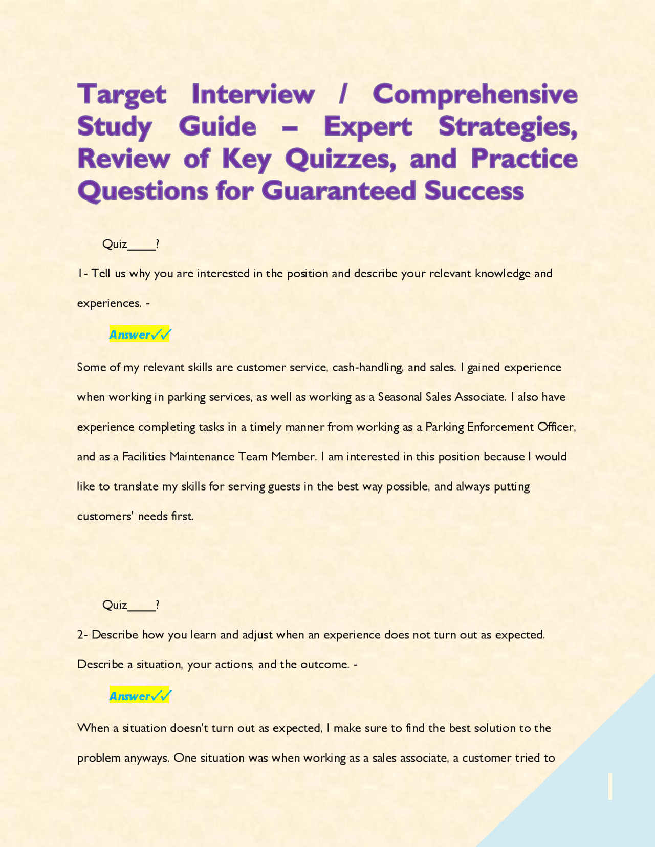 Target Interview / Comprehensive Study Guide – Expert Strategies ...