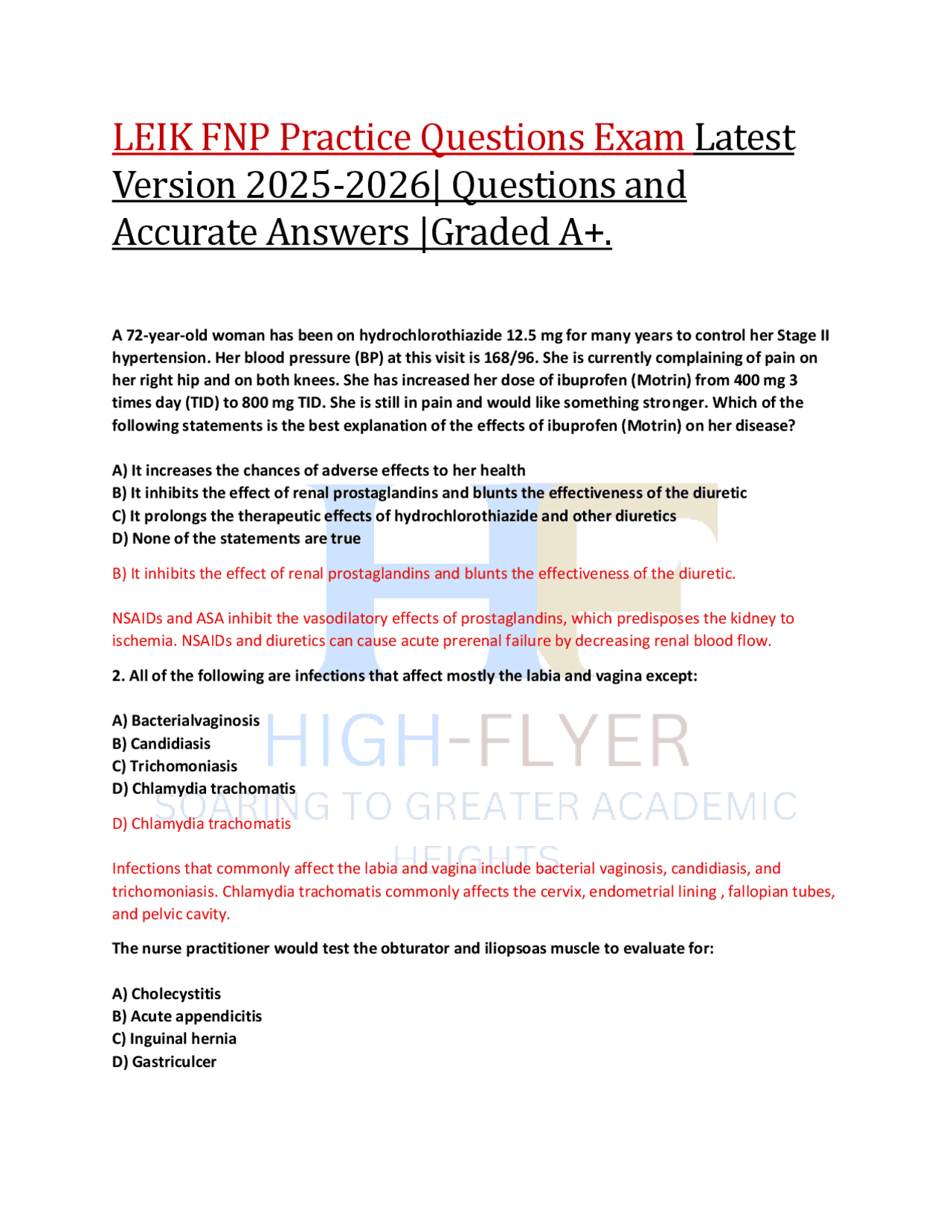 LEIK FNP Practice Questions Exam Latest Version 2025-2026| Questions ...