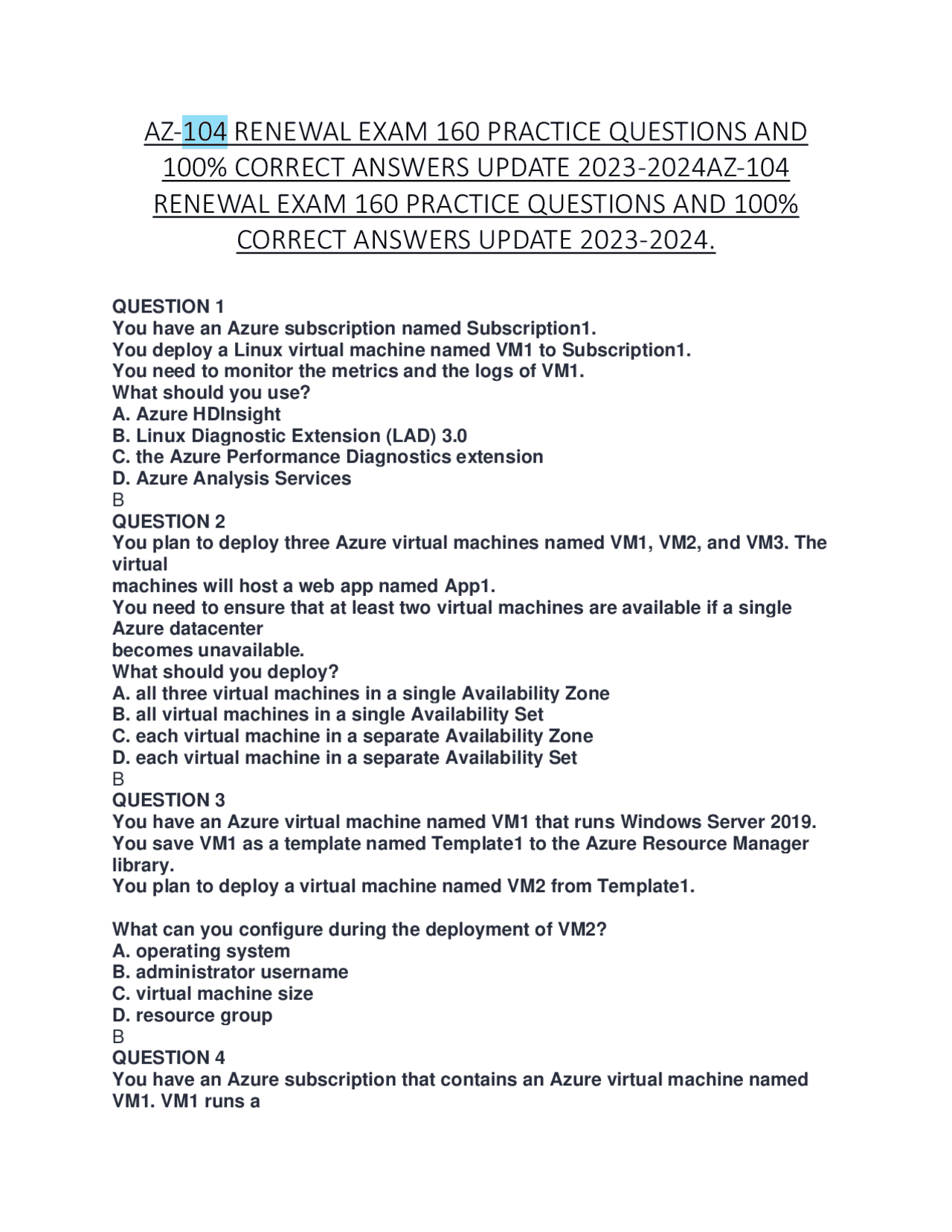Az 104 Renewal Questions