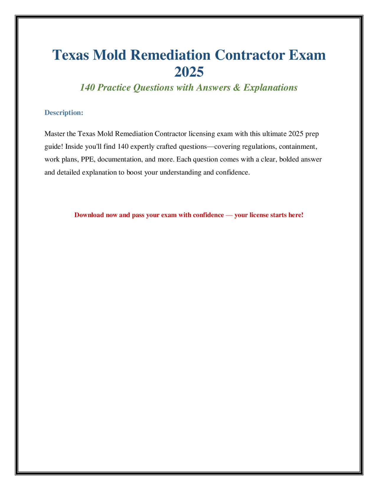 Ultimate 2025 Texas Mold Remediation Contractor Exam Guide – 140 ...