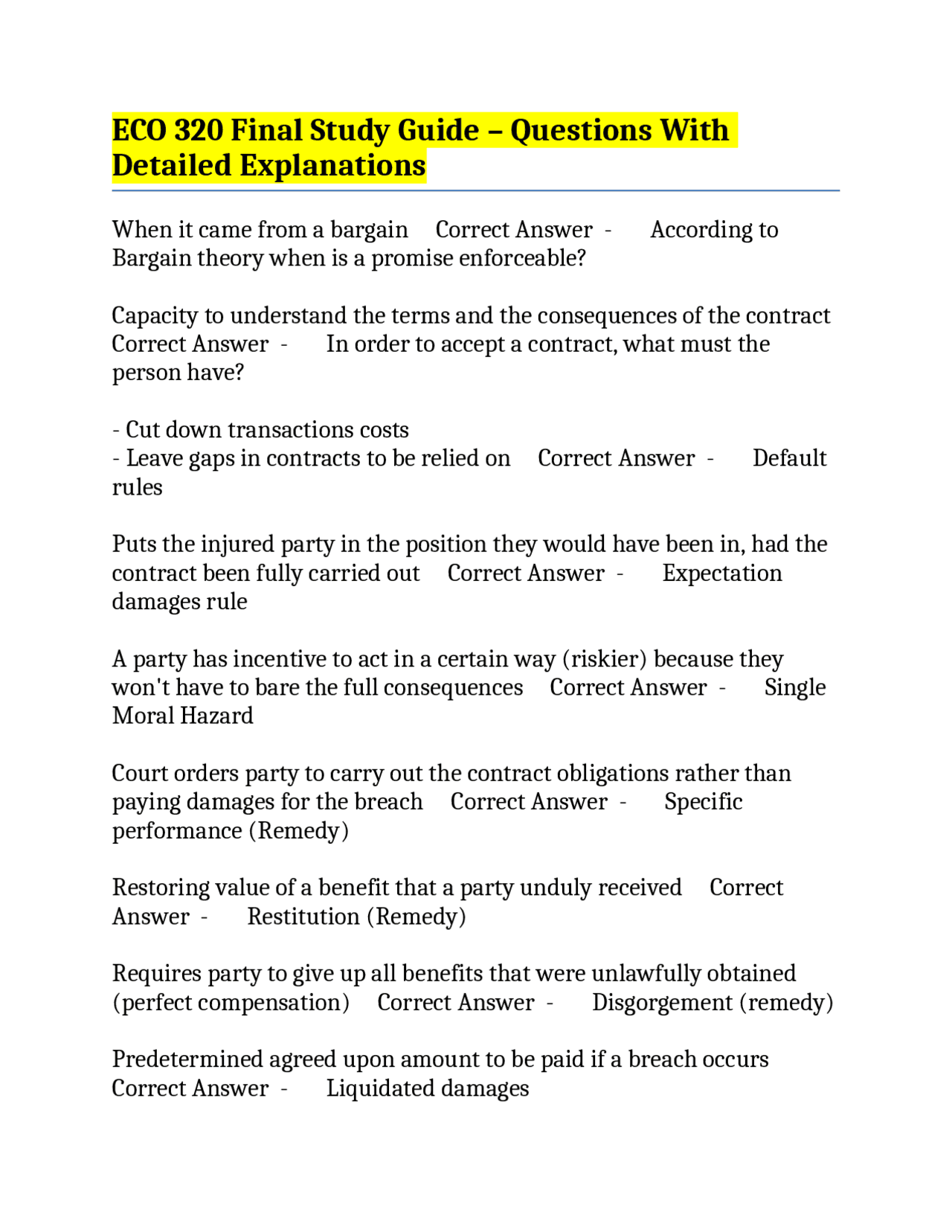 ECO 320 Final Study Guide – Questions With Detailed Explanations ...