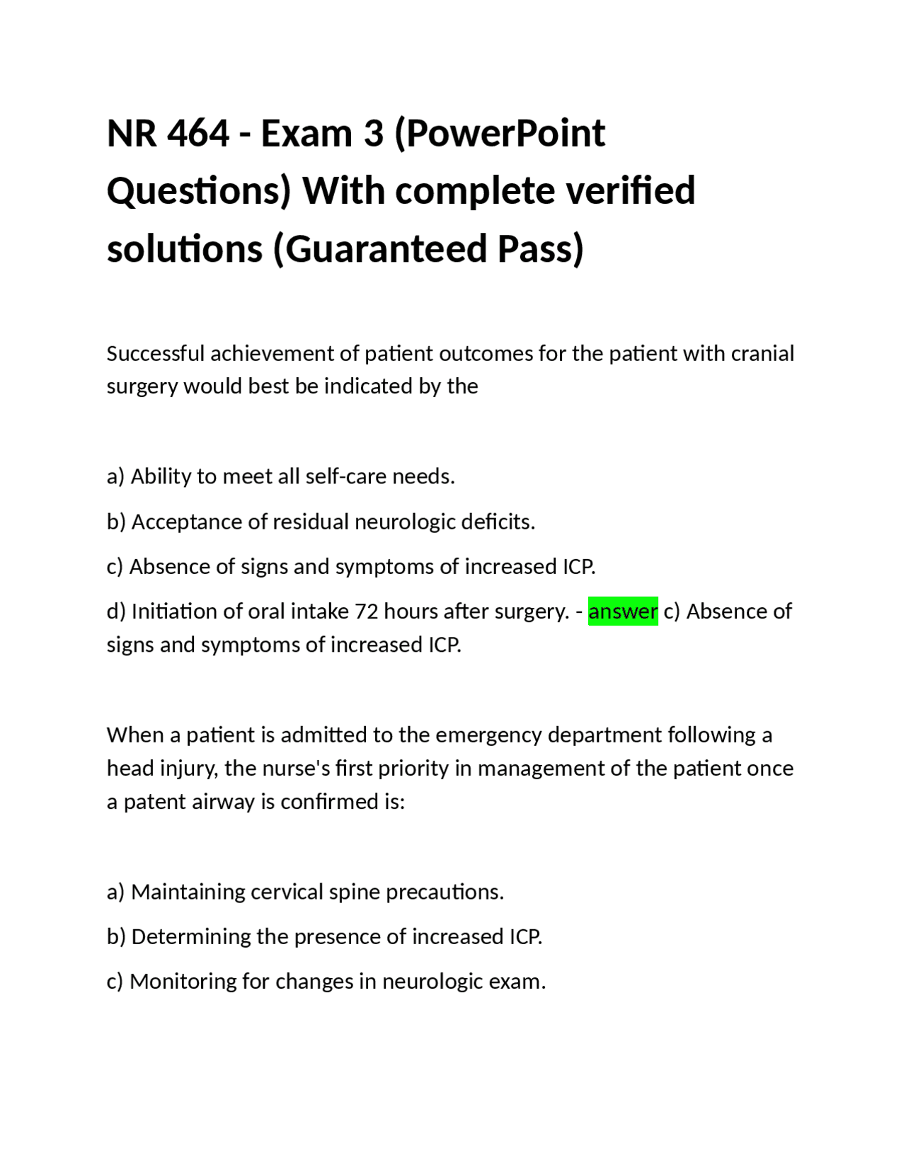 NR 464 - Exam 3 (PowerPoint Questions) With complete verified solutions ...