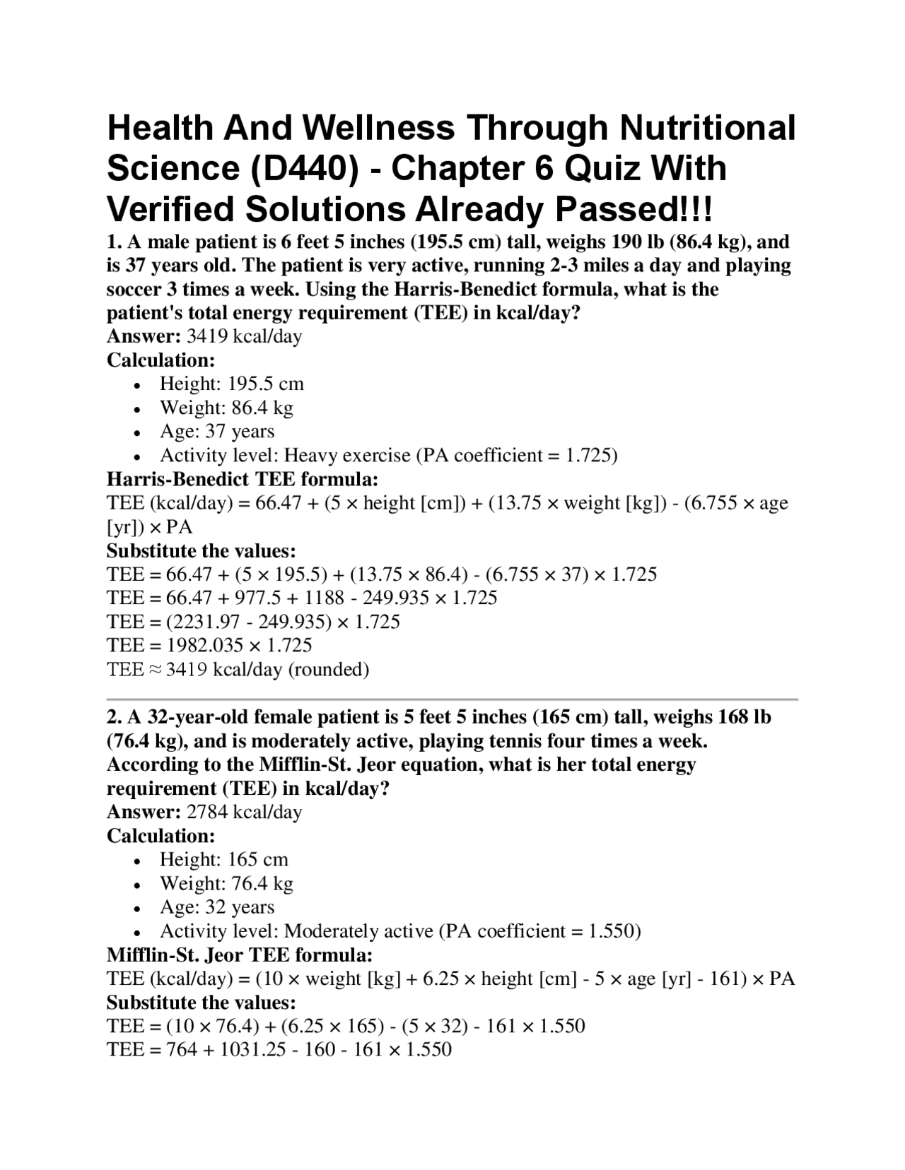 Health And Wellness Through Nutritional Science (D440) - Chapter 6 Quiz ...