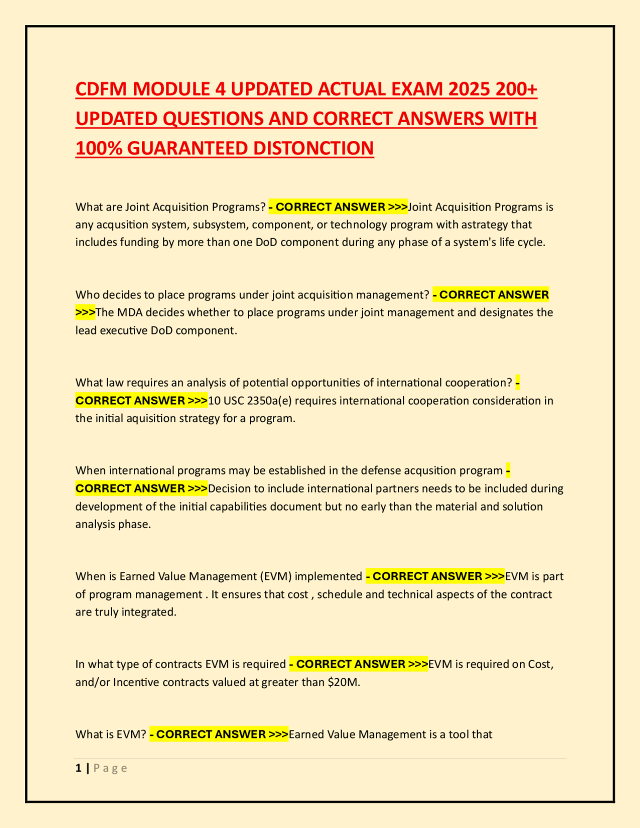 CDFM MODULE 4 UPDATED ACTUAL EXAM 2025 200+ UPDATED QUESTIONS AND ...