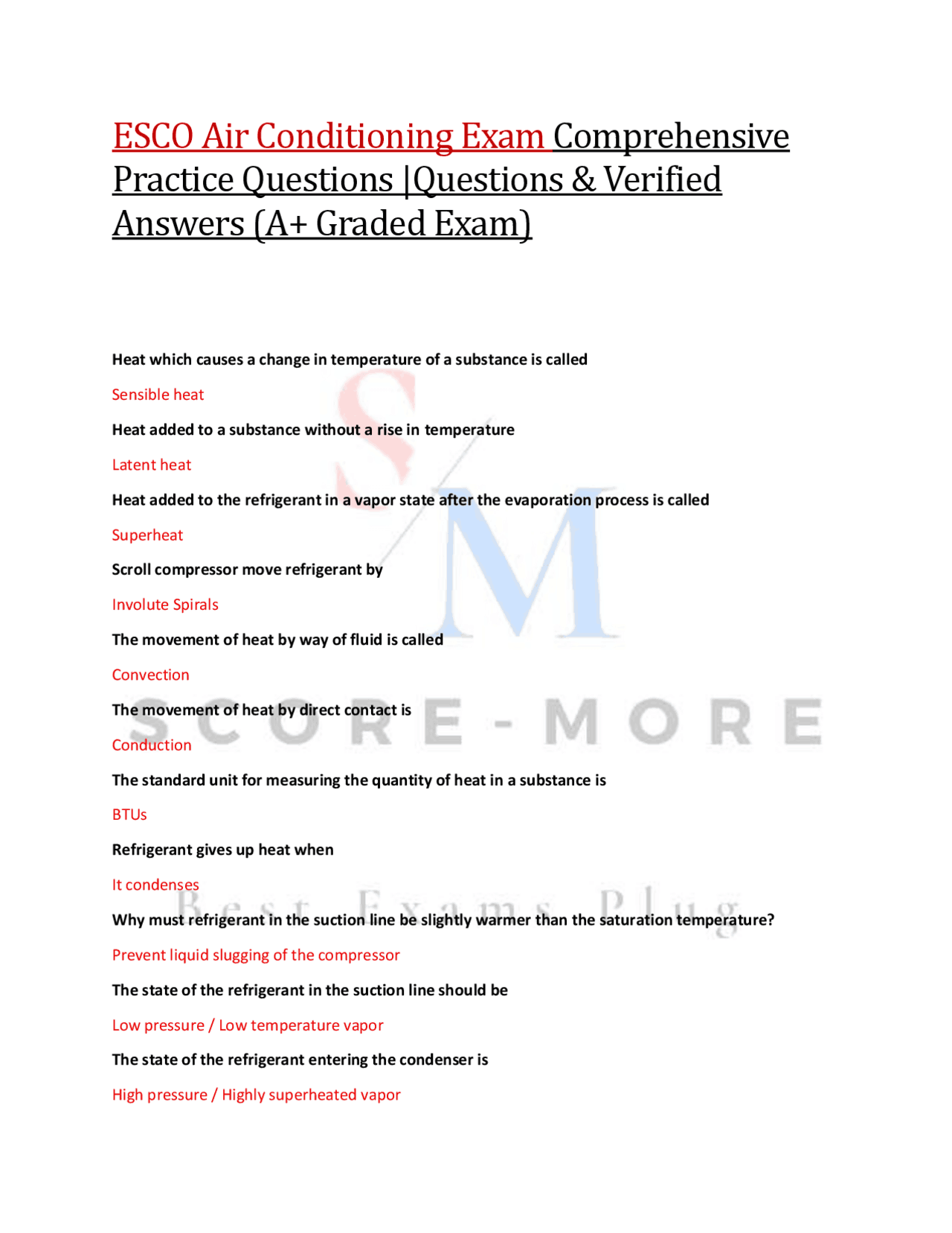 ESCO Air Conditioning Exam Comprehensive Practice Questions |Questions ...