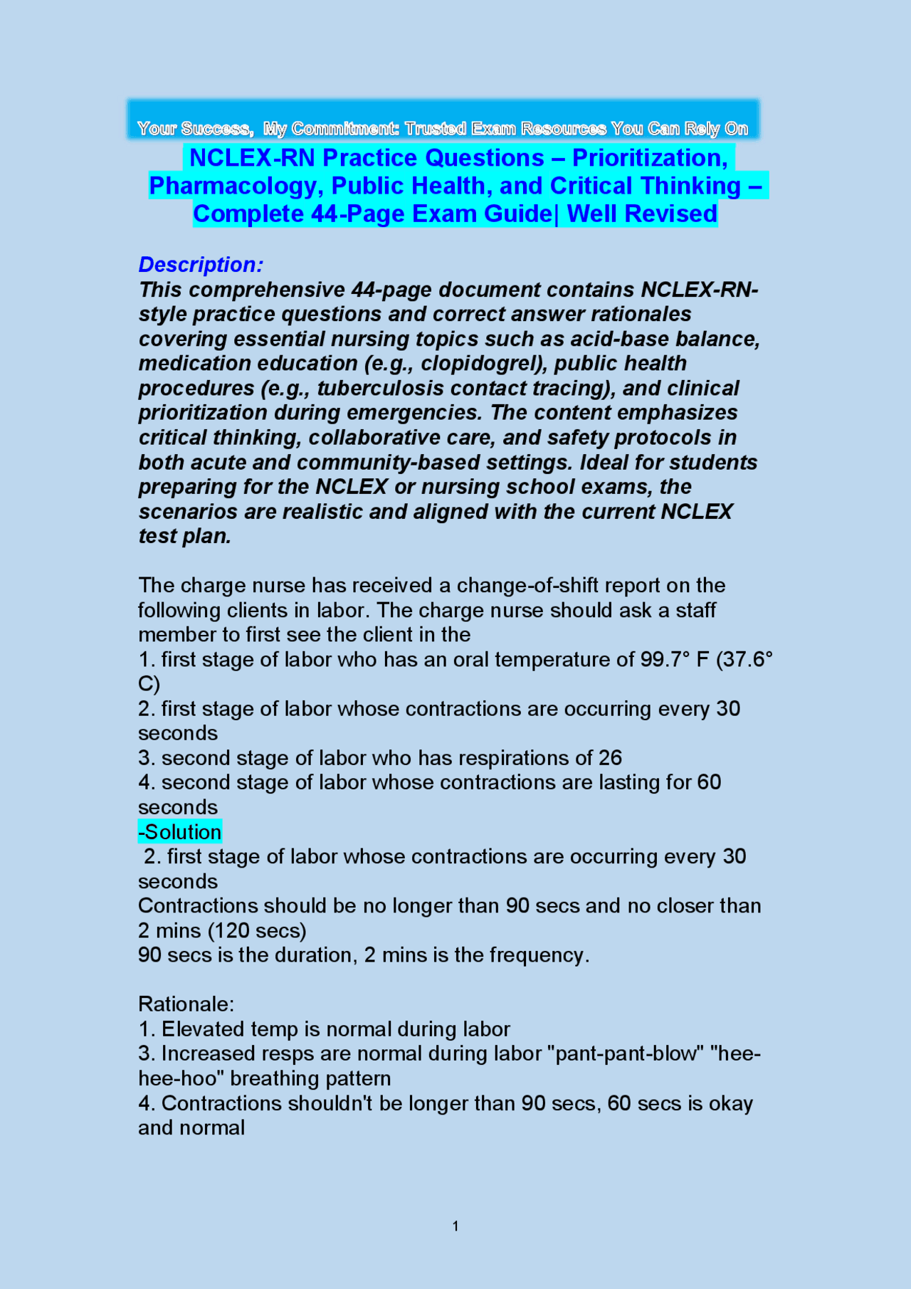 NCLEX-RN Practice Questions: Prioritization, Pharmacology, and Critical ...