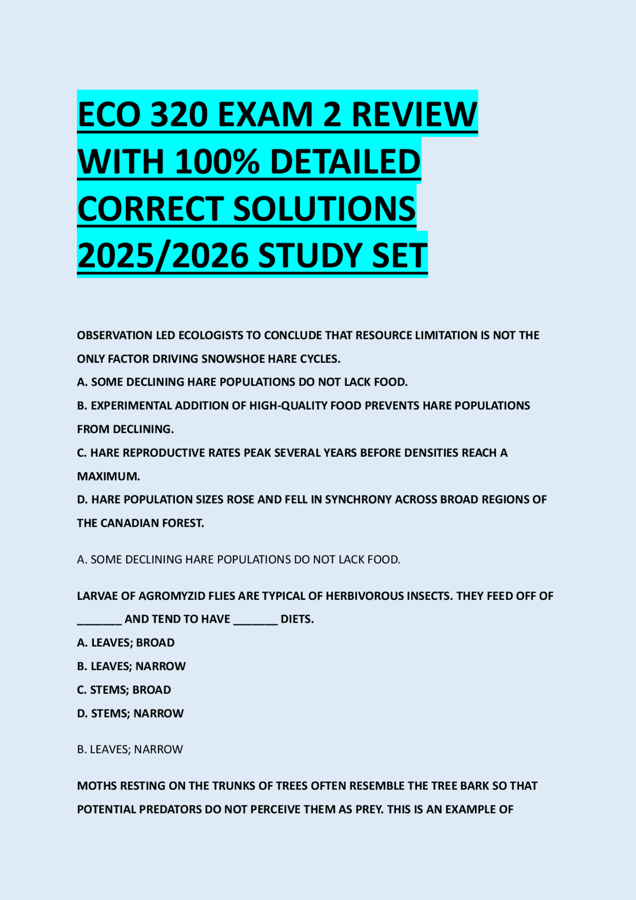 ECO 320 EXAM 2 REVIEW WITH 100% DETAILED CORRECT SOLUTIONS 2025/2026 ...