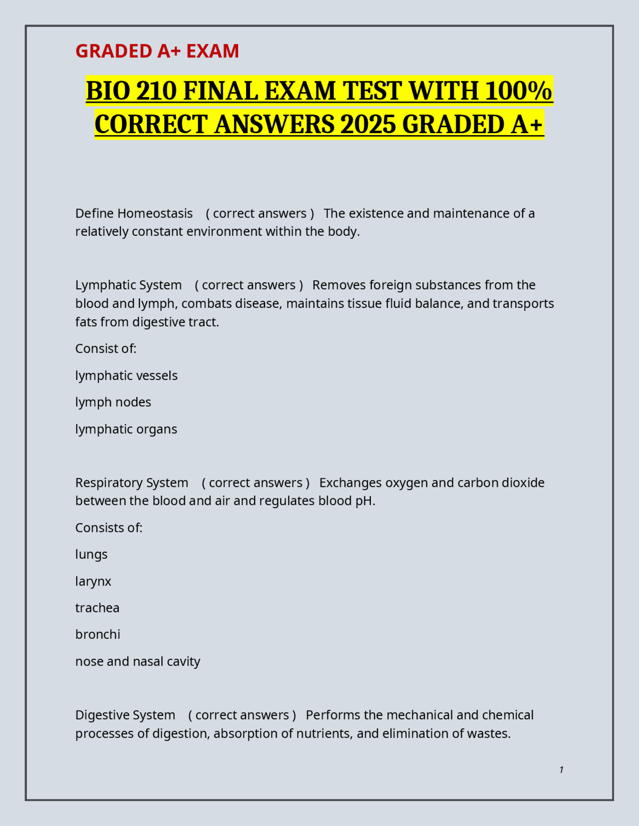 BIO 210 FINAL EXAM TEST WITH 100% CORRECT ANSWERS 2025 GRADED A+ ...