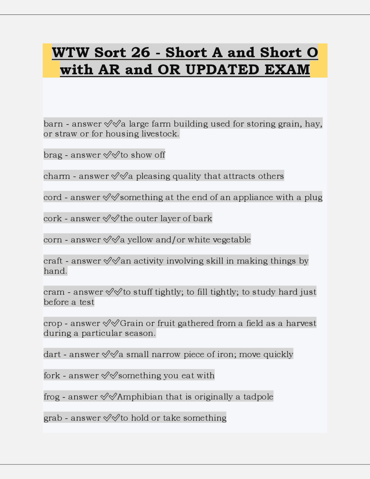 WTW Sort 26 - Short A and Short O with AR and OR UPDATED EXAM.pdf ...