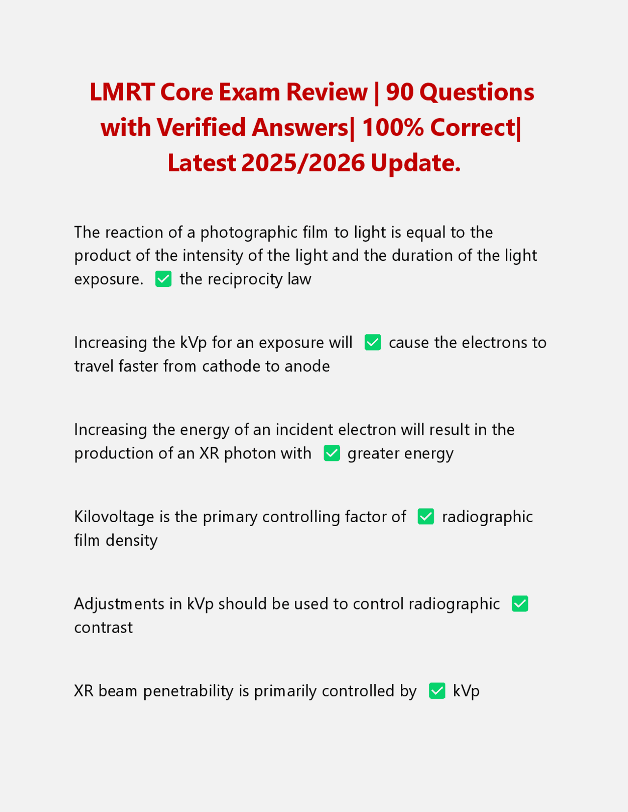 LMRT Core Exam Review | 90 Questions with Verified Answers| 100% ...