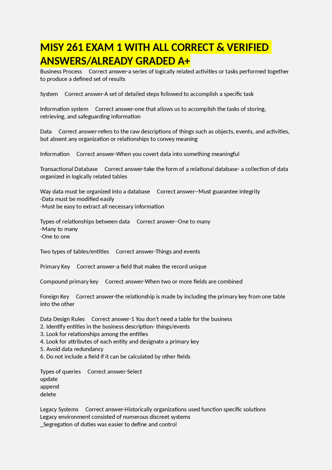 Business Processes and ERP Systems: Exam Questions and Answers | Exams ...