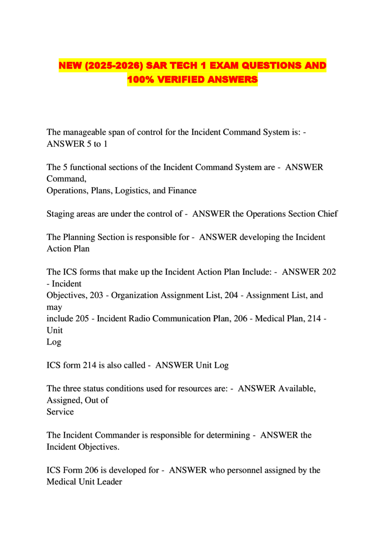 NEW (2025-2026) SAR TECH 1 EXAM QUESTIONS AND 100% VERIFIED ANSWERS ...