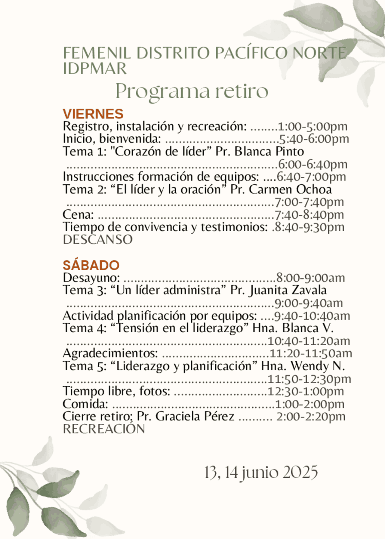 Ejemplo de programa para evento | Schemes and Mind Maps Design | Docsity