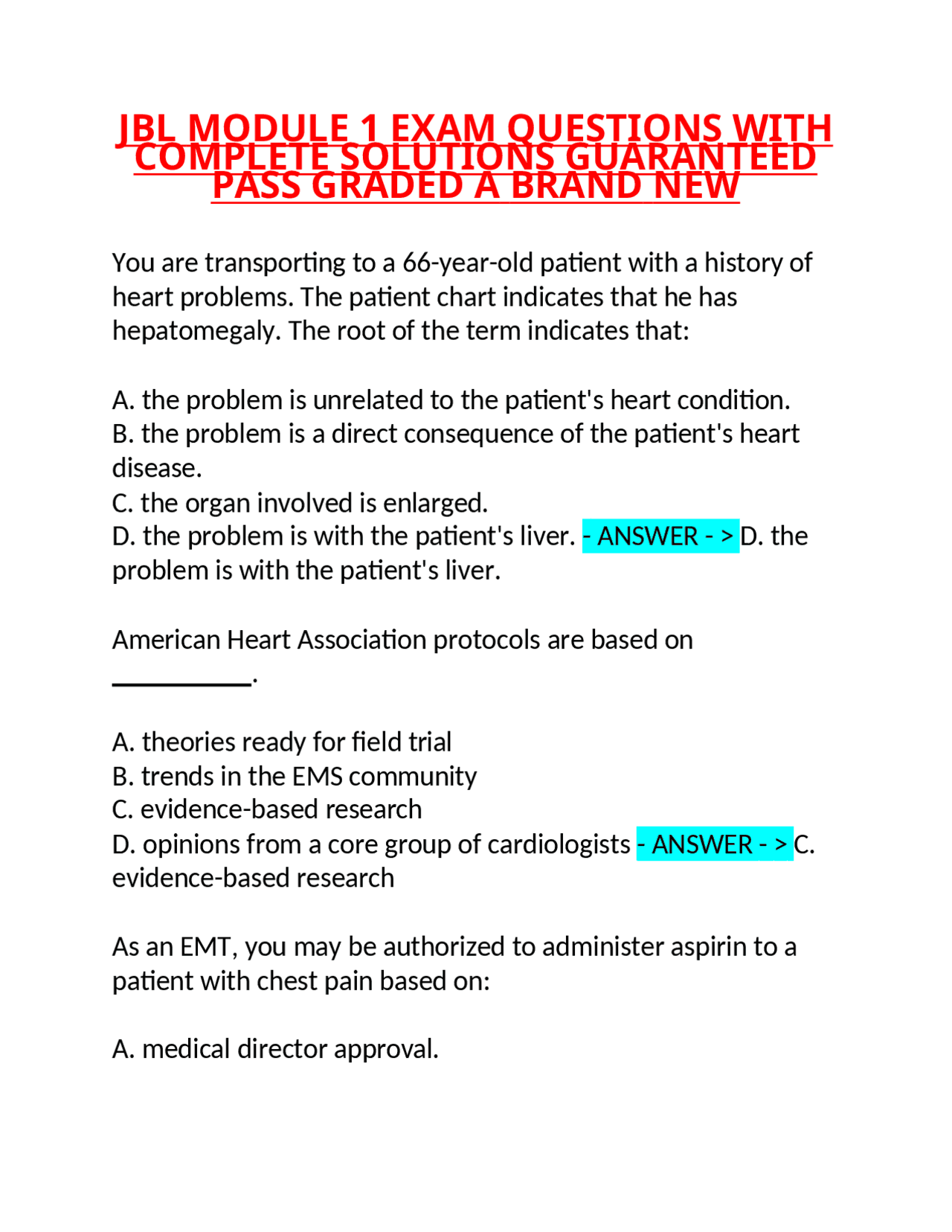 JBL MODULE 1 EXAM QUESTIONS WITH COMPLETE SOLUTIONS GUARANTEED PASS ...
