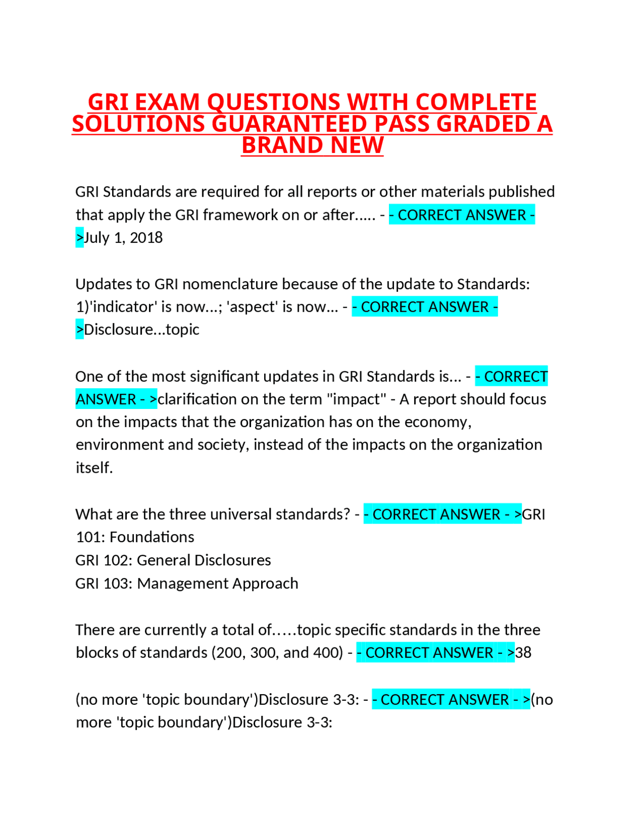 GRI EXAM QUESTIONS WITH COMPLETE SOLUTIONS GUARANTEED PASS GRADED A ...