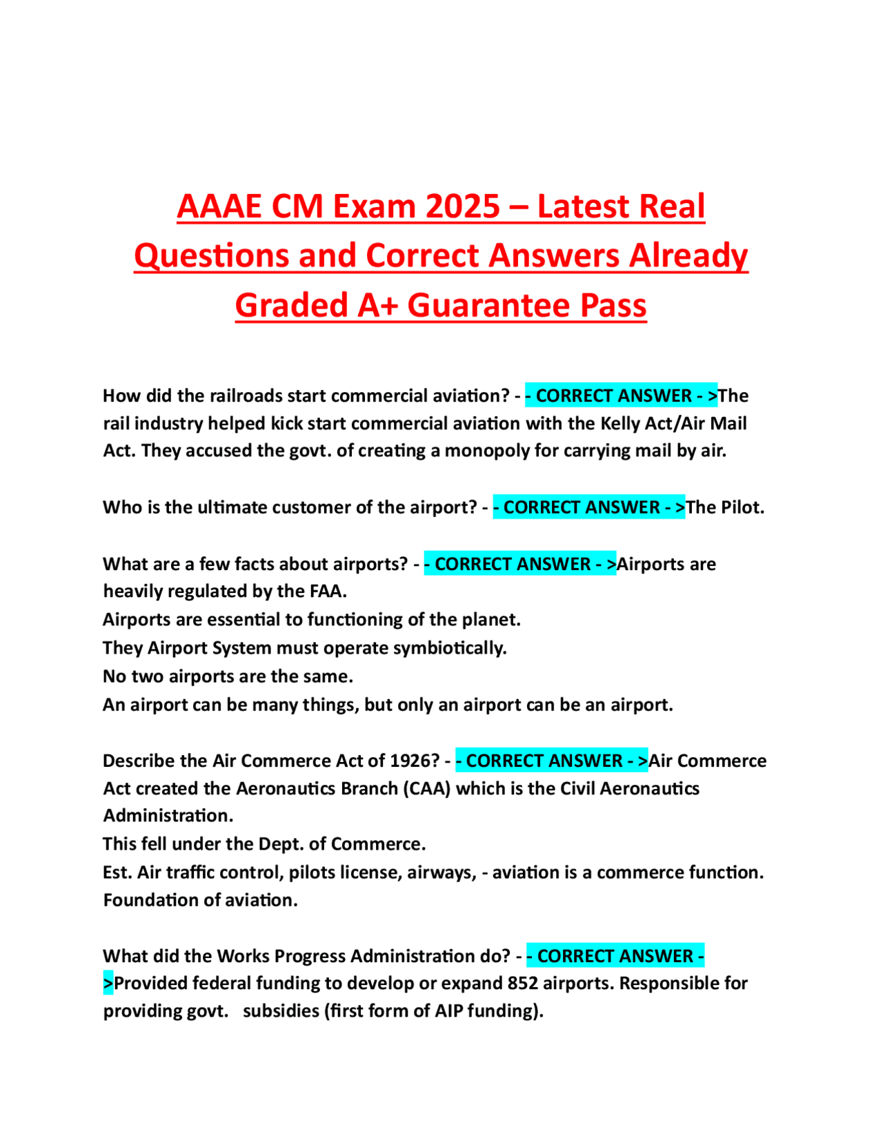 AAAE CM Exam 2025 – Latest Real Questions and Correct Answers Already ...