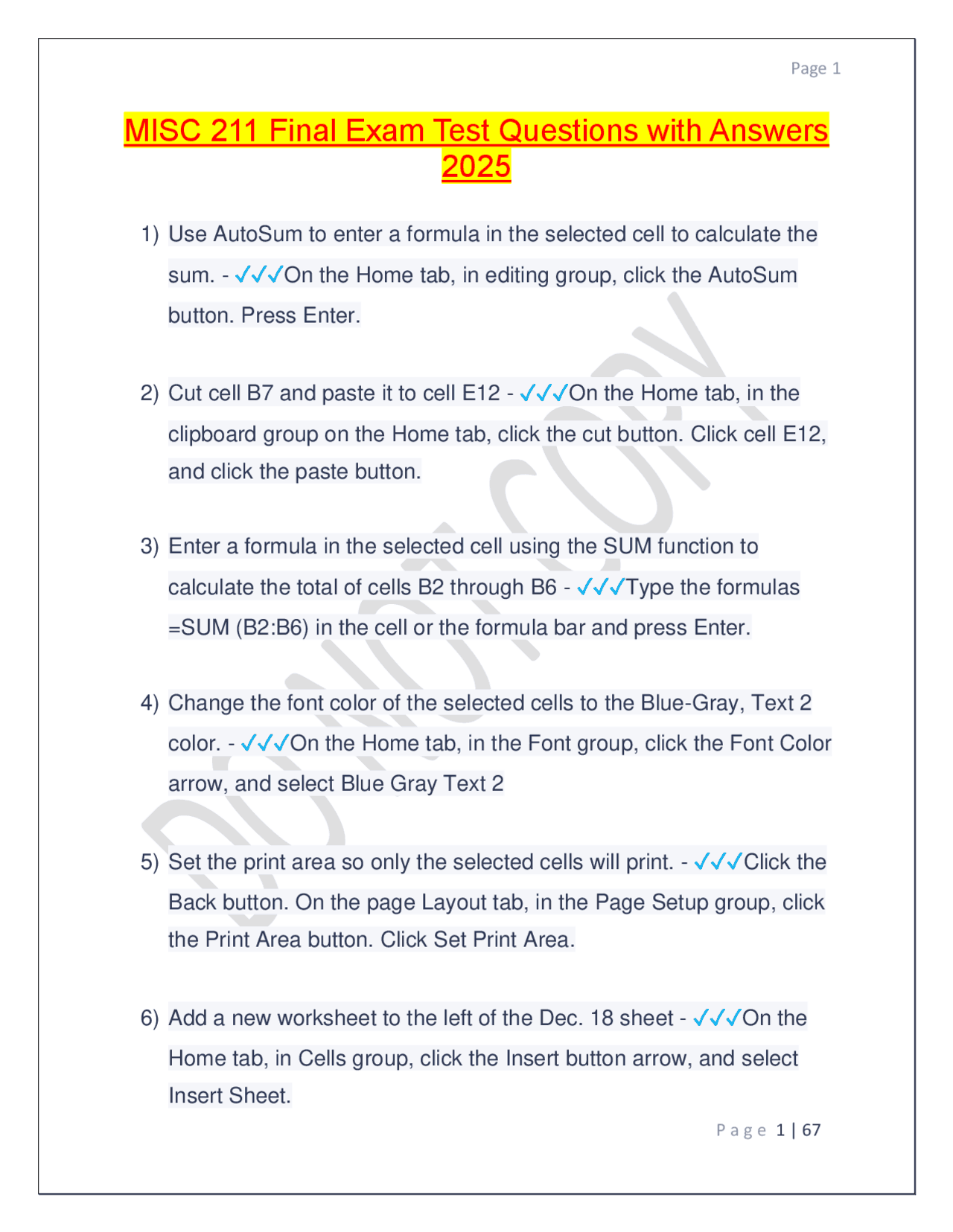 MISC 211 Final Exam Test Questions with Answers 2025 | Exams Nursing ...