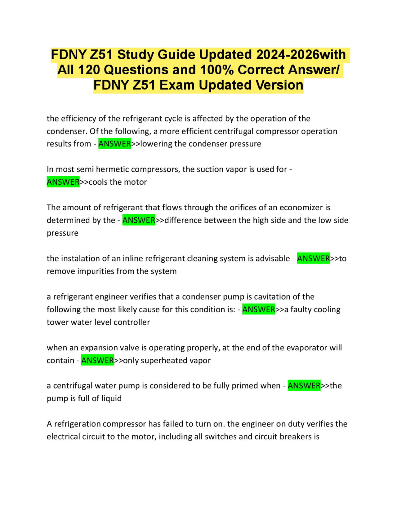 FDNY Z51 Study Guide Updated 2024.pdf | Exams Nursing | Docsity