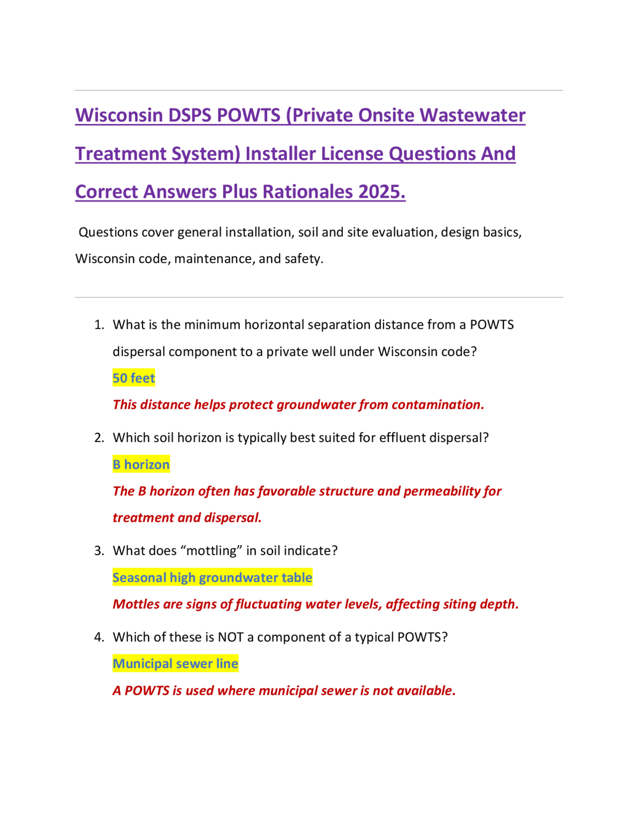 Wisconsin DSPS POWTS (Private Onsite Wastewater Treatment System ...