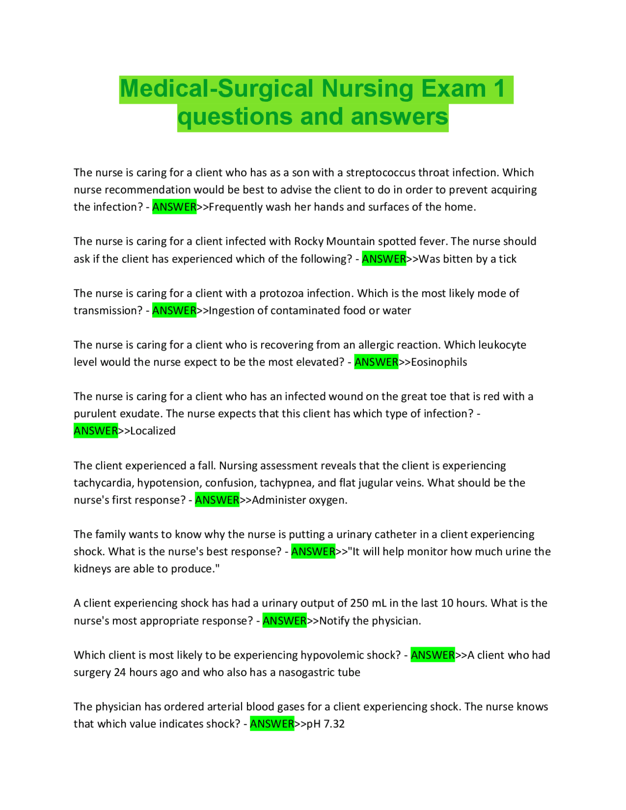 Medical.pdf exam QUESTIONS WITH COMPLETE SOLUTIONS GUARANTEED PASS ...