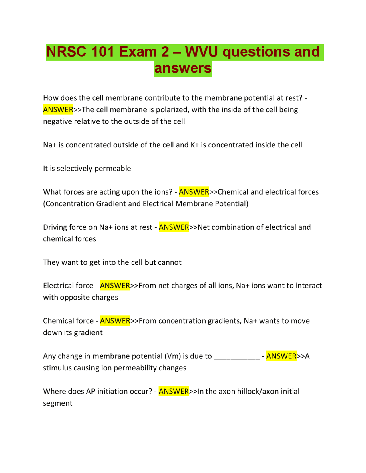 NRSC 101 Exam 2.pdf EXAM QUESTIONS WITH COMPLETE SOLUTIONS GUARANTEED ...