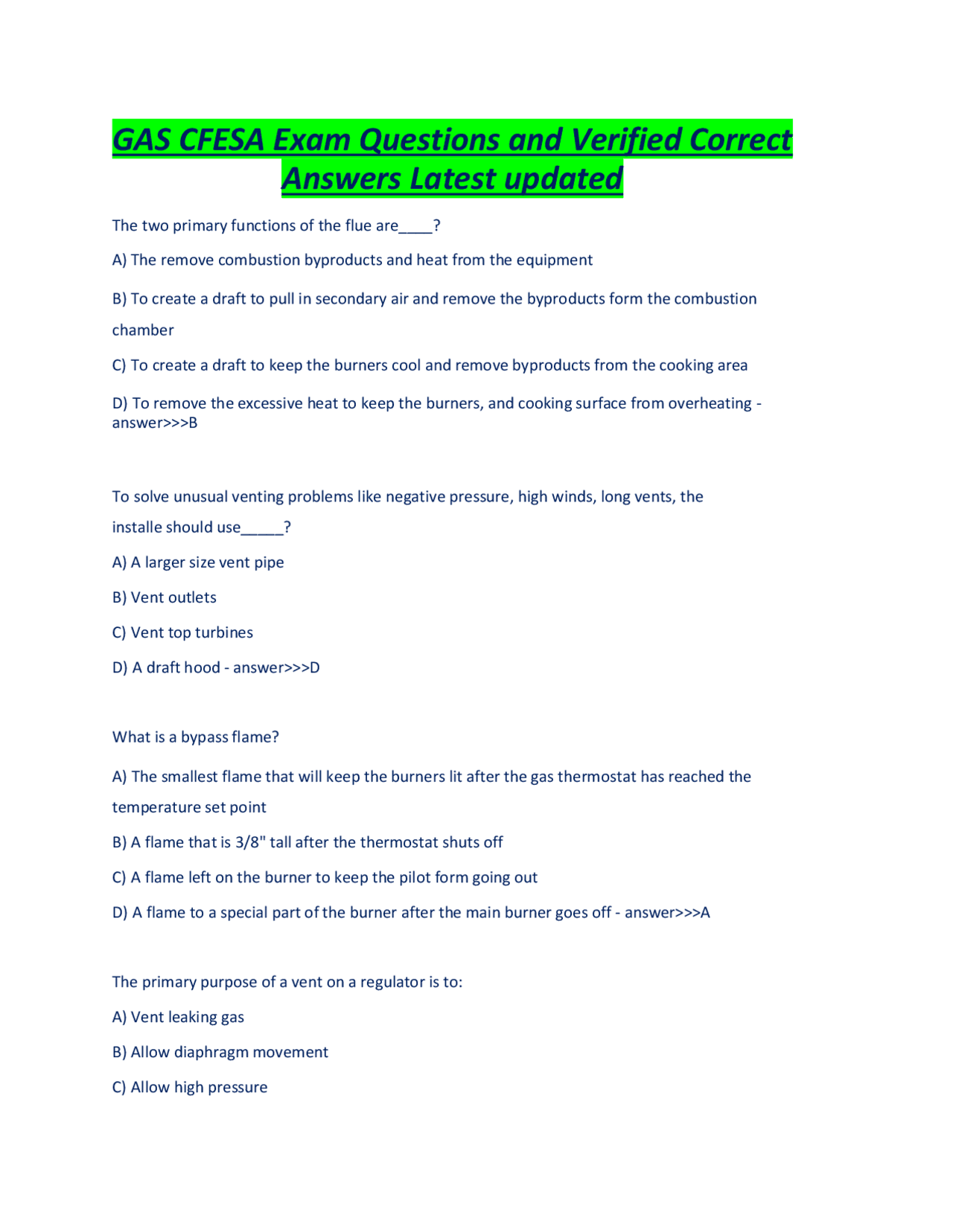 GAS CFESA Exam Questions and Verified Correct Answers Latest updated ...
