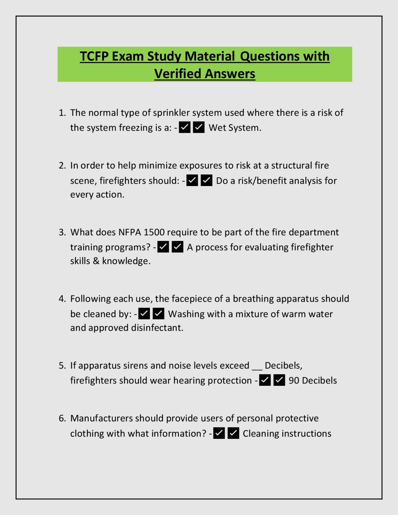 TCFP Exam Study Material Questions with Verified Answers | Exams ...