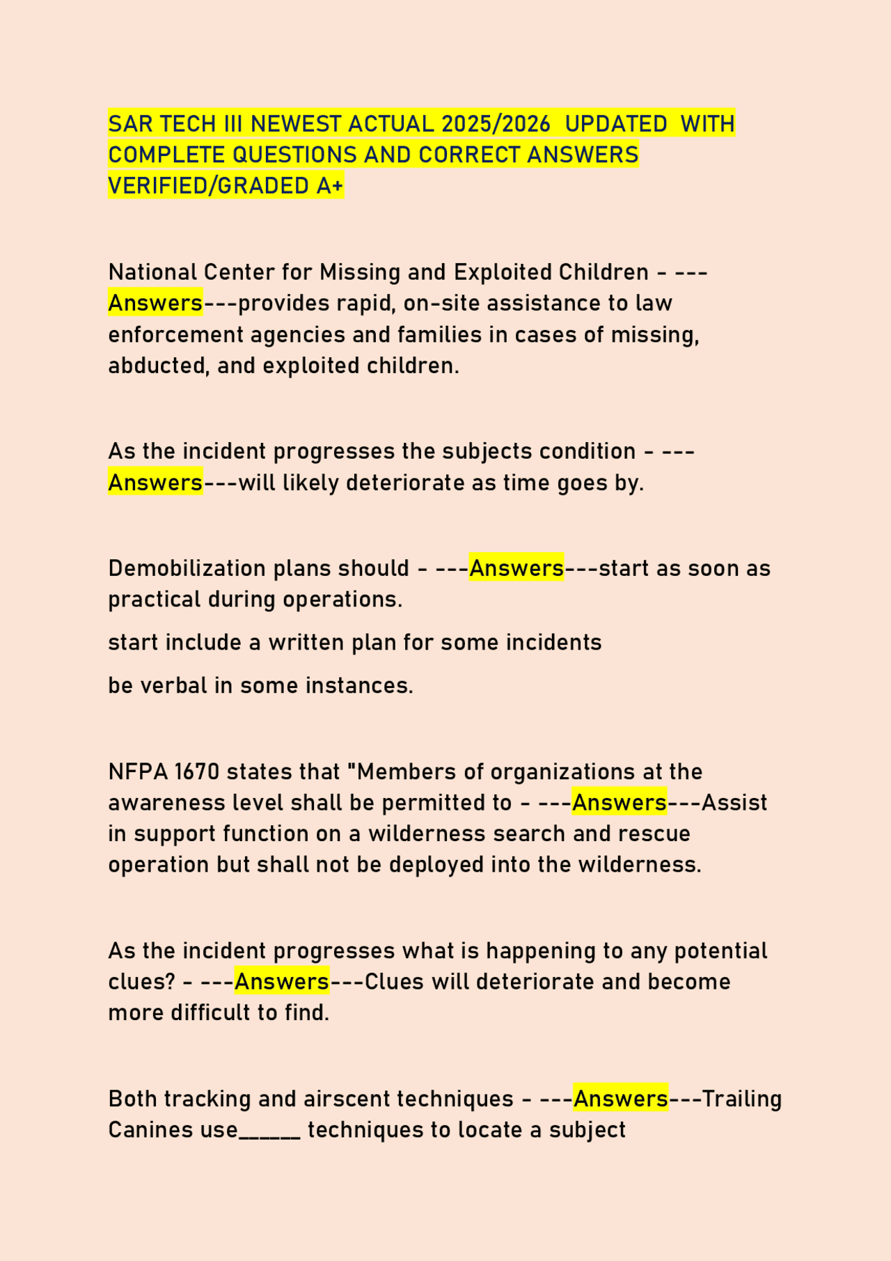 SAR TECH III NEWEST ACTUAL 2025/2026 UPDATED WITH COMPLETE QUESTIONS ...