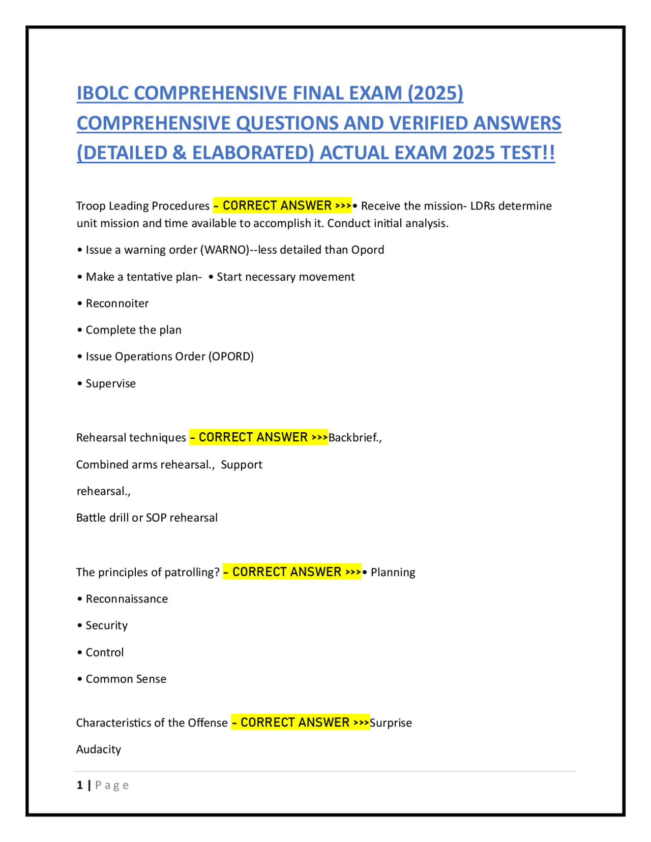 IBOLC COMPREHENSIVE FINAL EXAM (2025) COMPREHENSIVE QUESTIONS AND ...