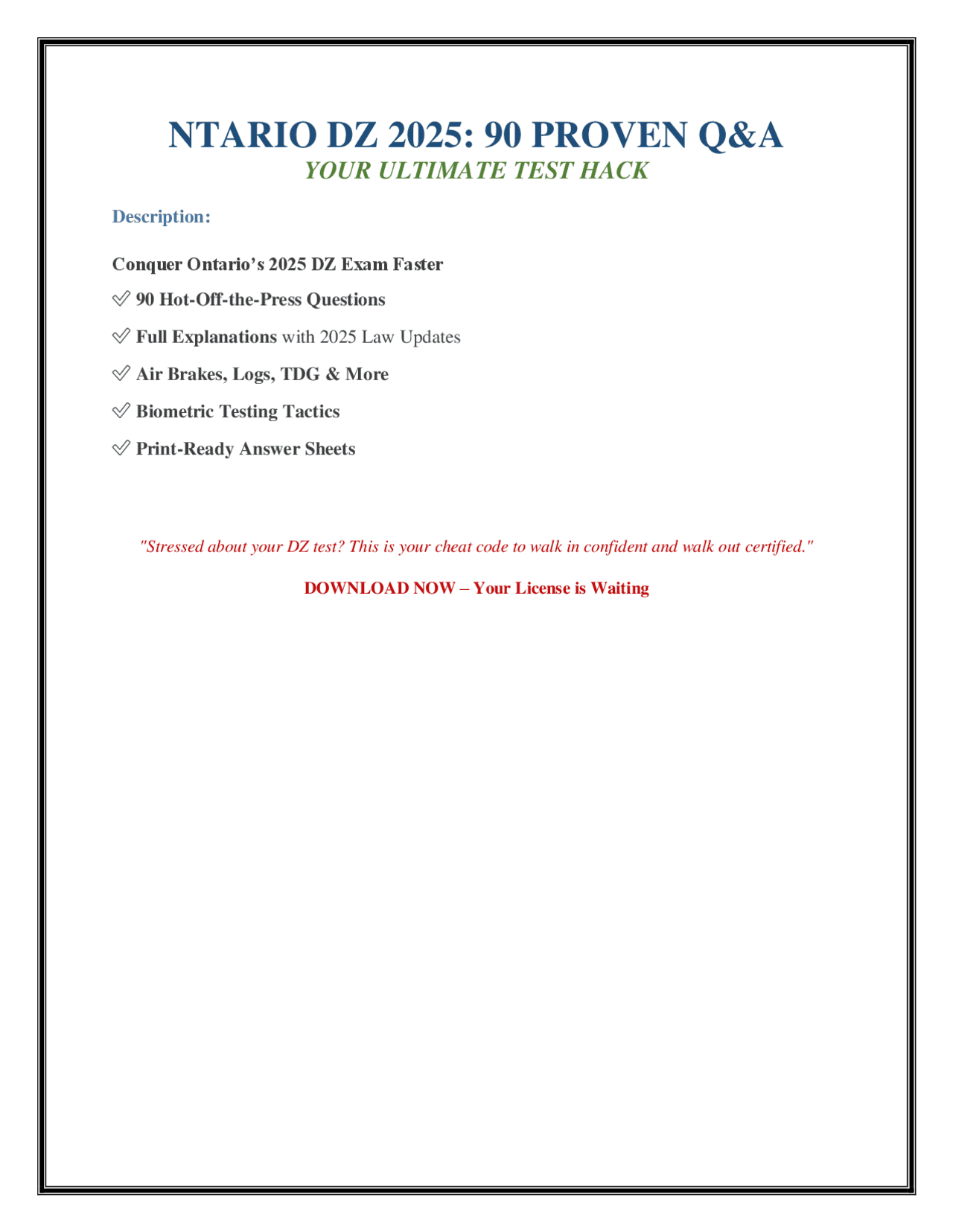 Ultimate 2025 DZ Test Prep: 90 Proven Questions & Answers | Exams ...