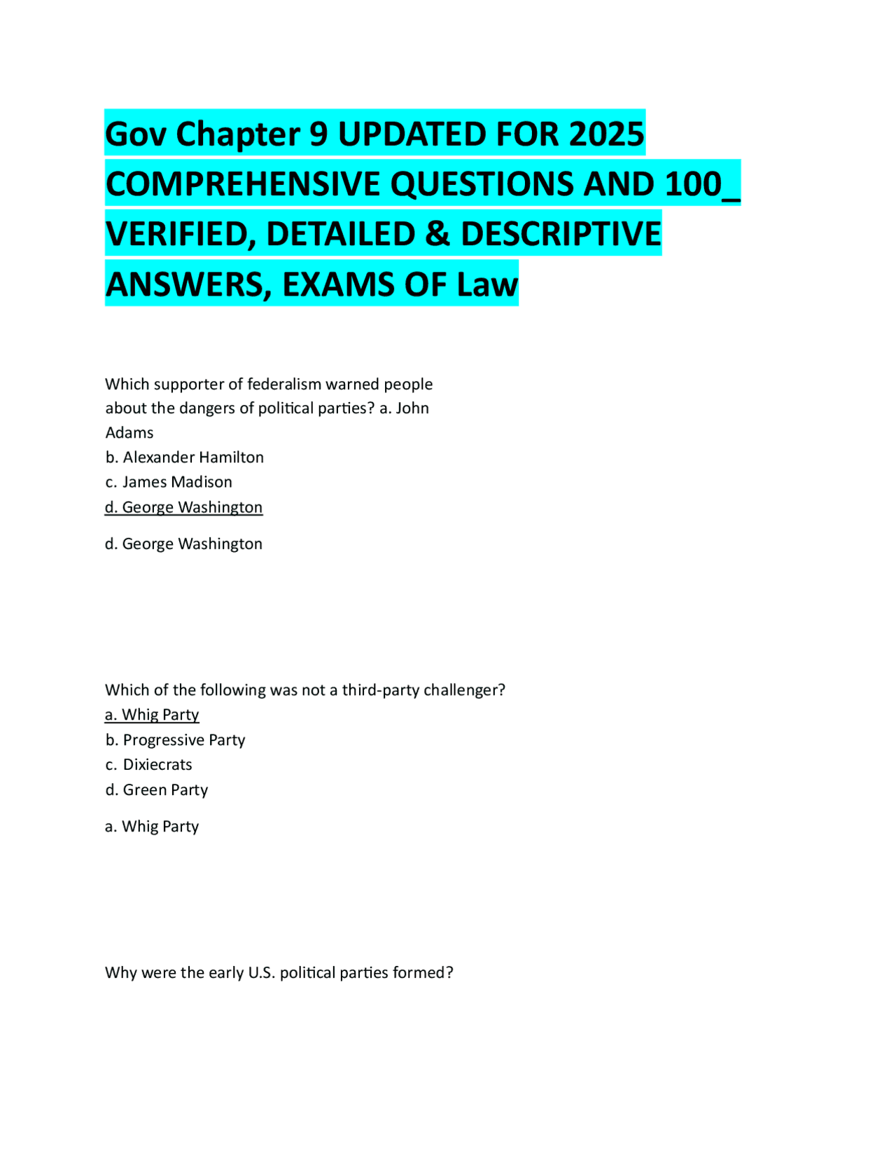 Gov Chapter 9 UPDATED FOR 2025 COMPREHENSIVE QUESTIONS AND 100 ...