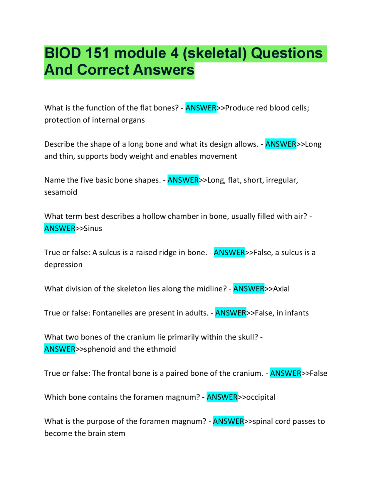 BIOD 151 module 4.pdf | Exams Nursing | Docsity