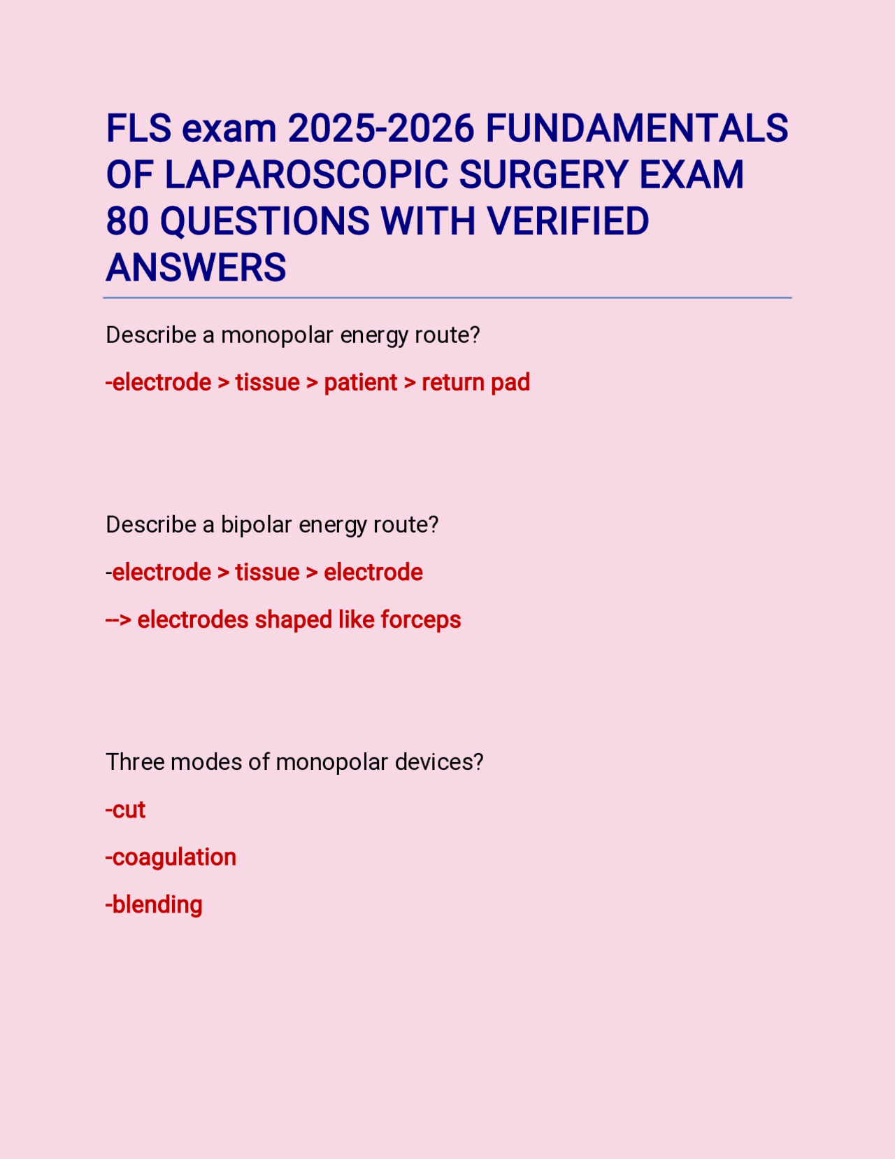 FLS exam 2025-2026 FUNDAMENTALS OF LAPAROSCOPIC SURGERY EXAM 80 ...