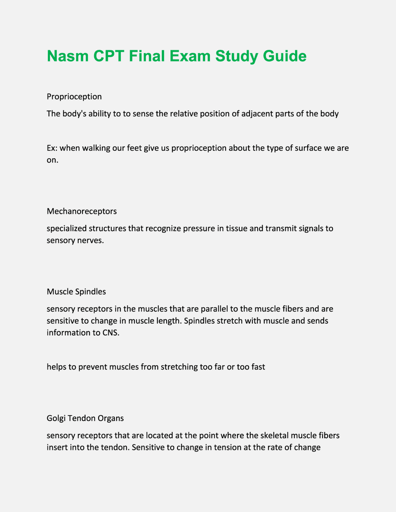 Nasm cpt final exam study guide.pdf | Exams Public Health | Docsity