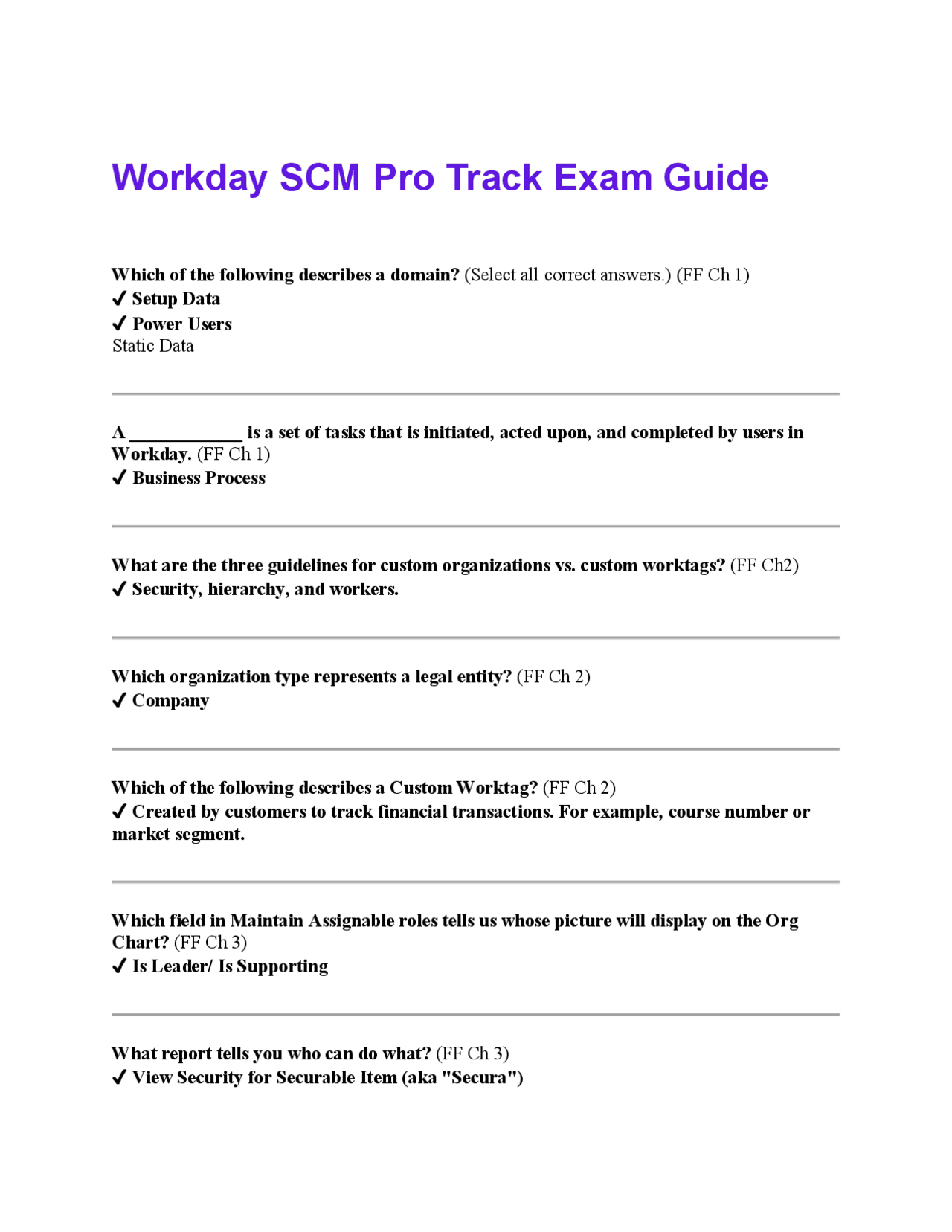 Workday SCM Pro Track Exam Guide Questions & Answers Already Graded A+ ...