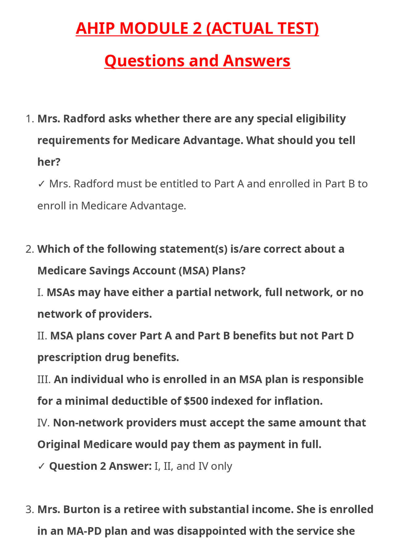 AHIP MODULE 2 Actual Test Latest 2025 \ 2026 Update Questions ...