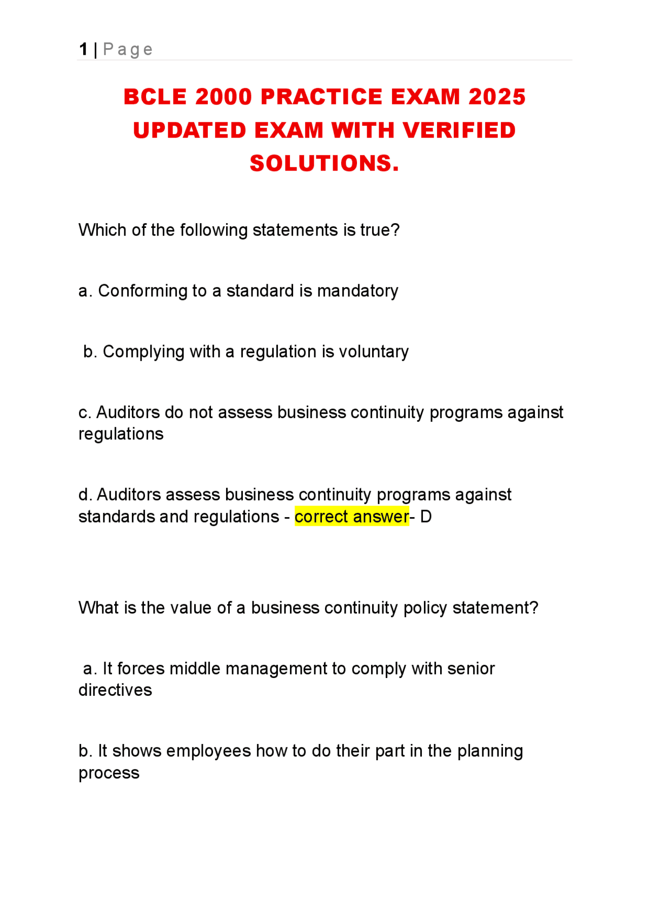 BCLE 2000 PRACTICE EXAM 2025 UPDATED EXAM WITH VERIFIED SOLUTIONS ...