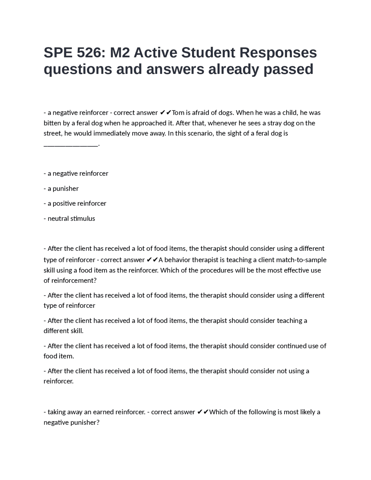 SPE 526 M2 Active Student Responses questions and answers already ...